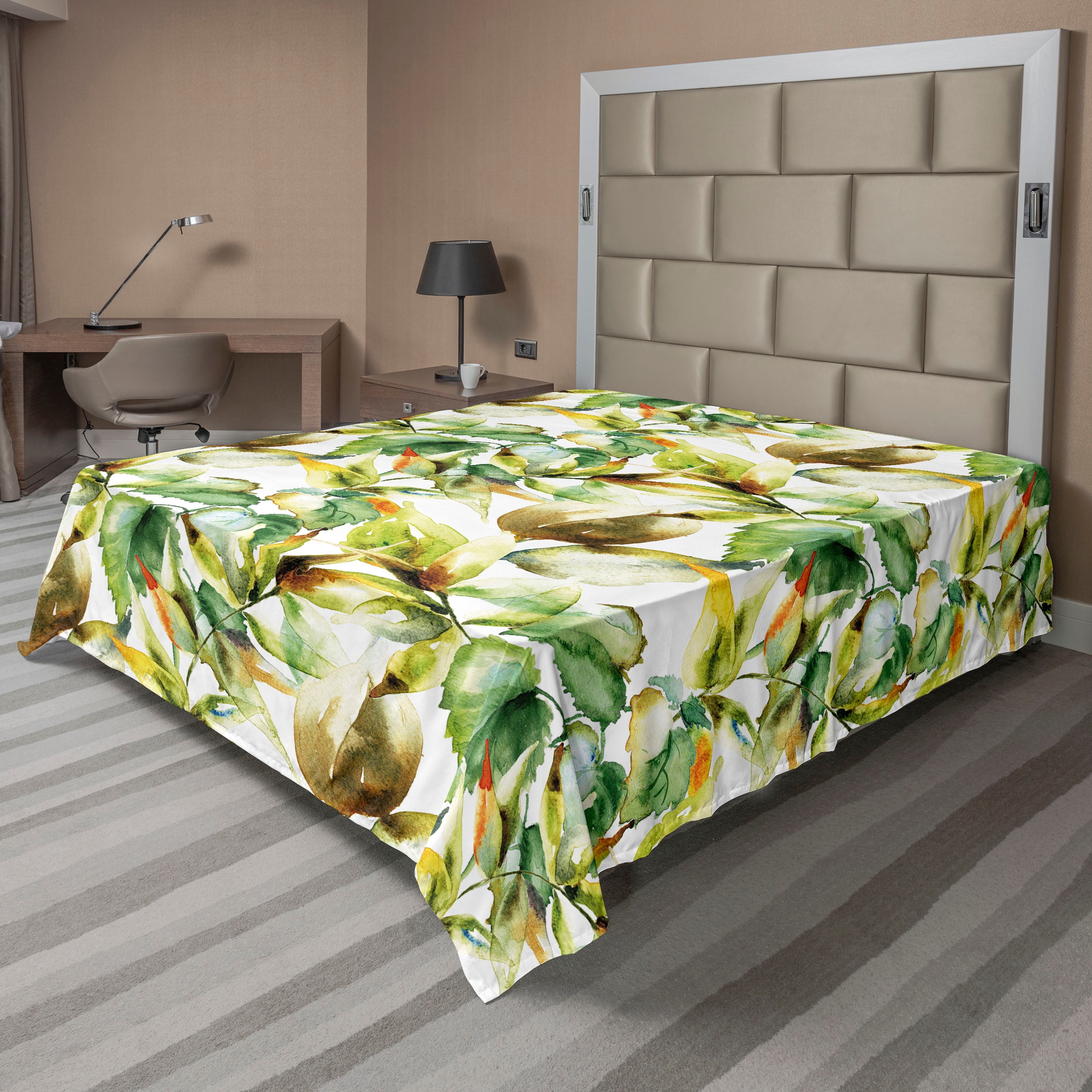 Ambesonne Leaves Greenery Flat Bedding Sheet Soft Top Sheet, Botanical ...
