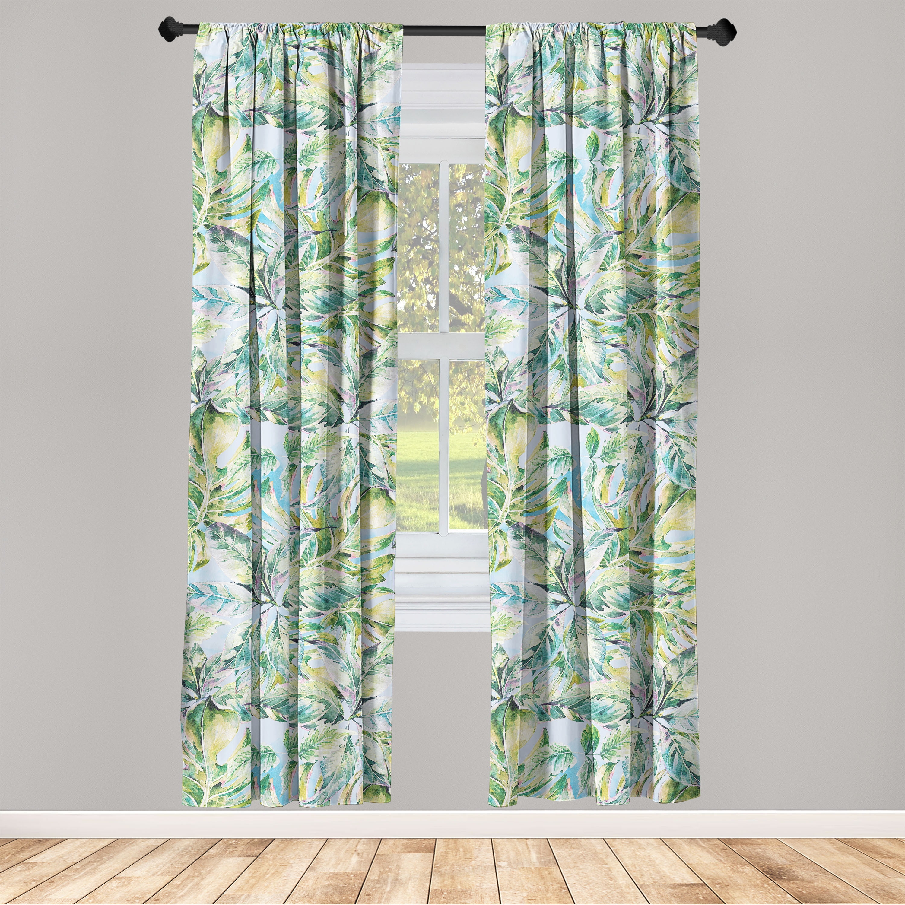 Leaves Greenery Window Curtains, Tropical Inspiration Dreamy Leafy ...