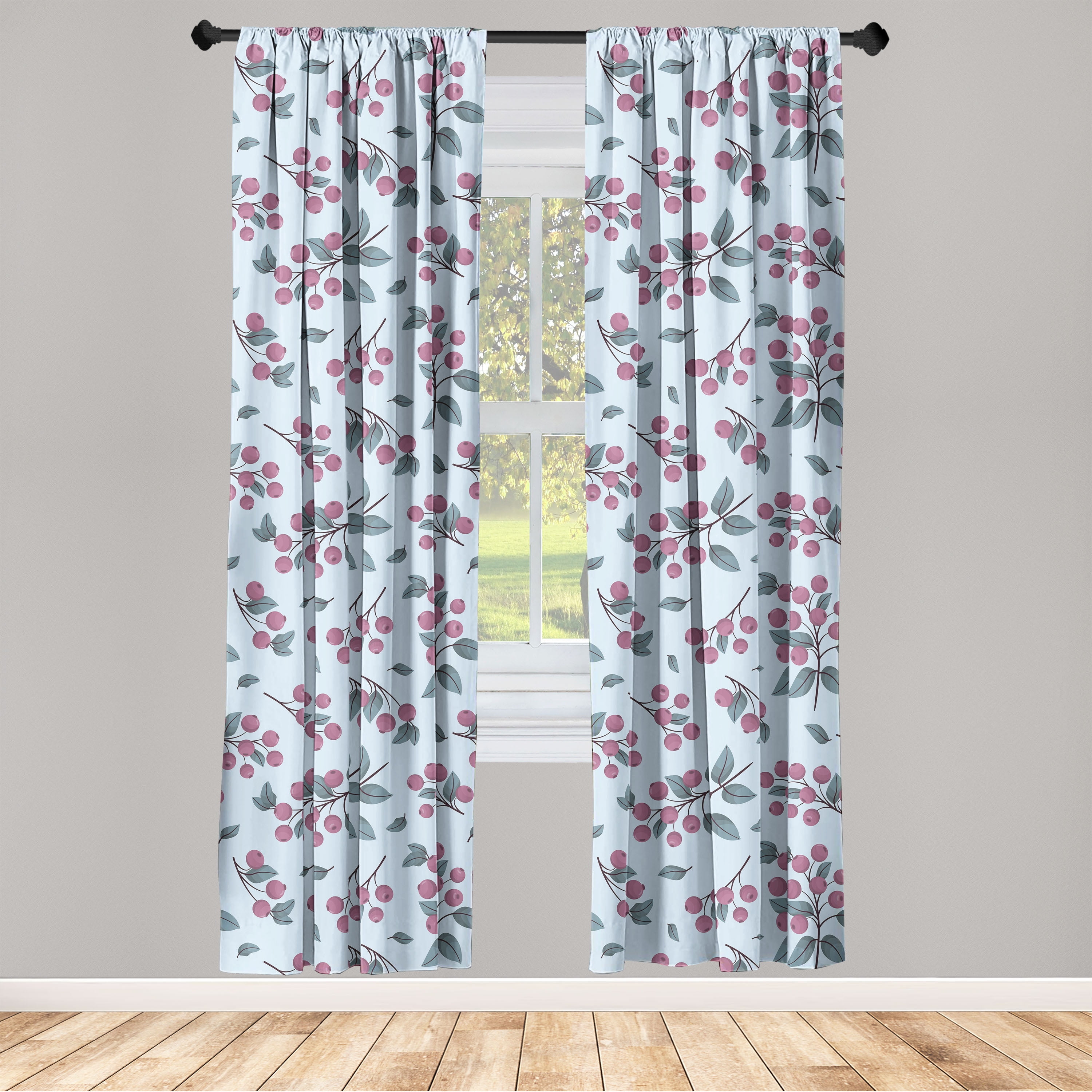 Leaves Greenery Window Curtains, Tropical Inspiration Leafy Branches ...