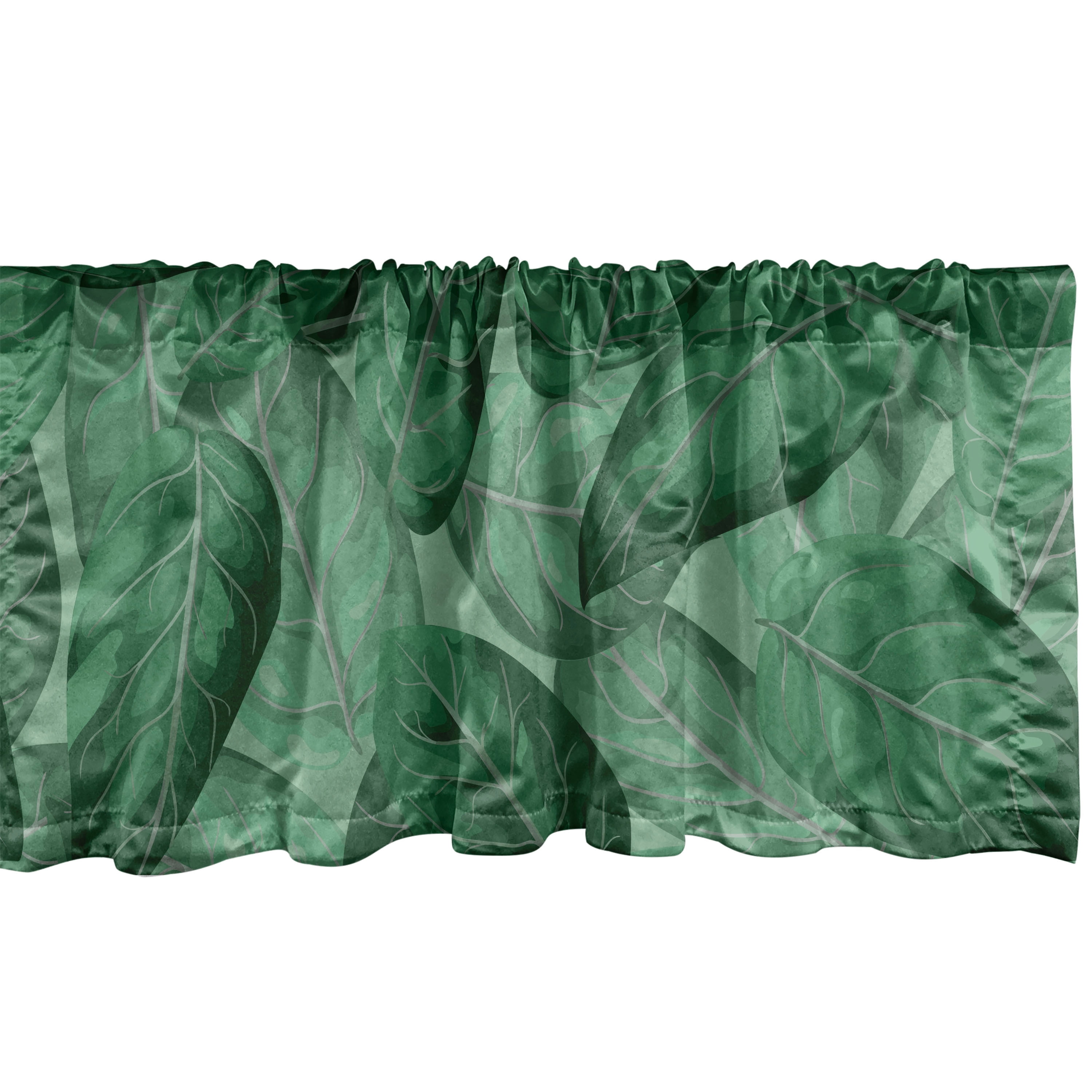 Leaves Greenery Window Valance, Botanical Themed Gaultheria Shallon ...