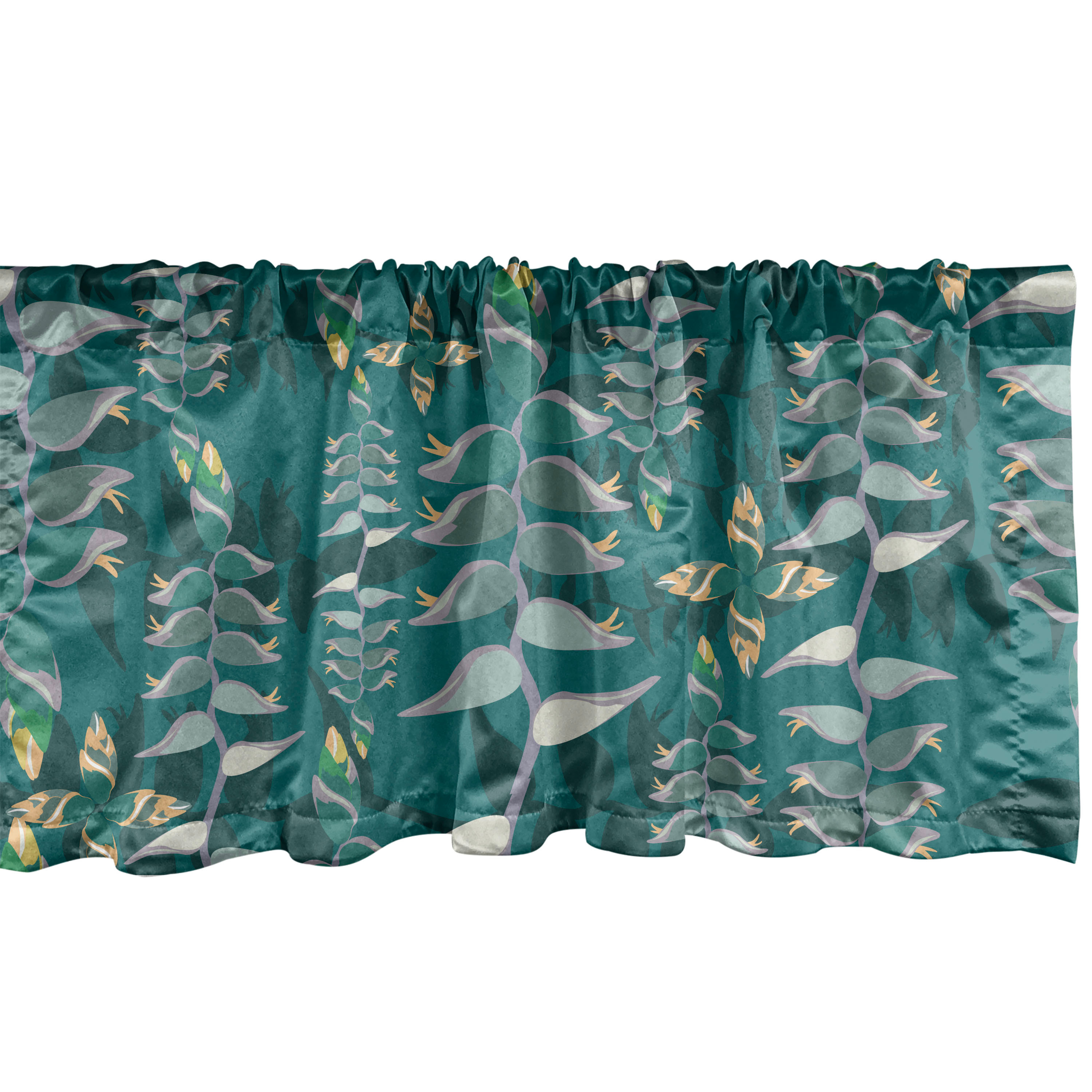 Leaves Greenery Window Valance, Fantasy Themed Leafy Artwork with ...