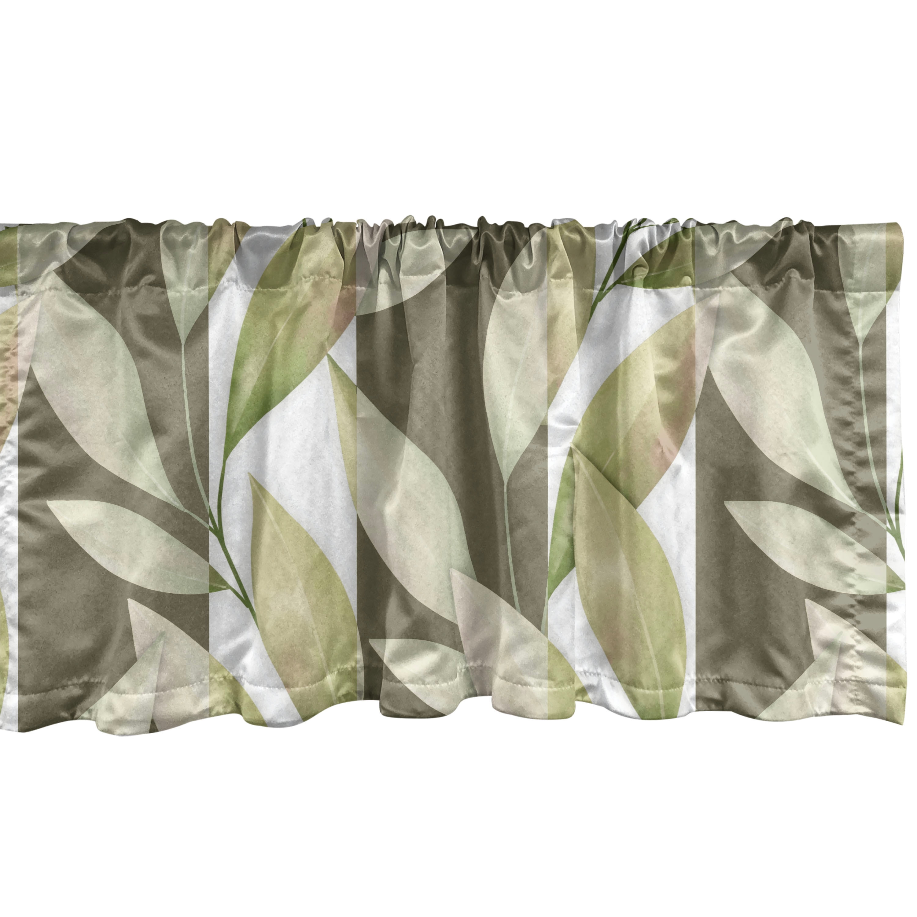 Leaves Greenery Window Valance, Modern Leafy Design with Neutral Colors ...
