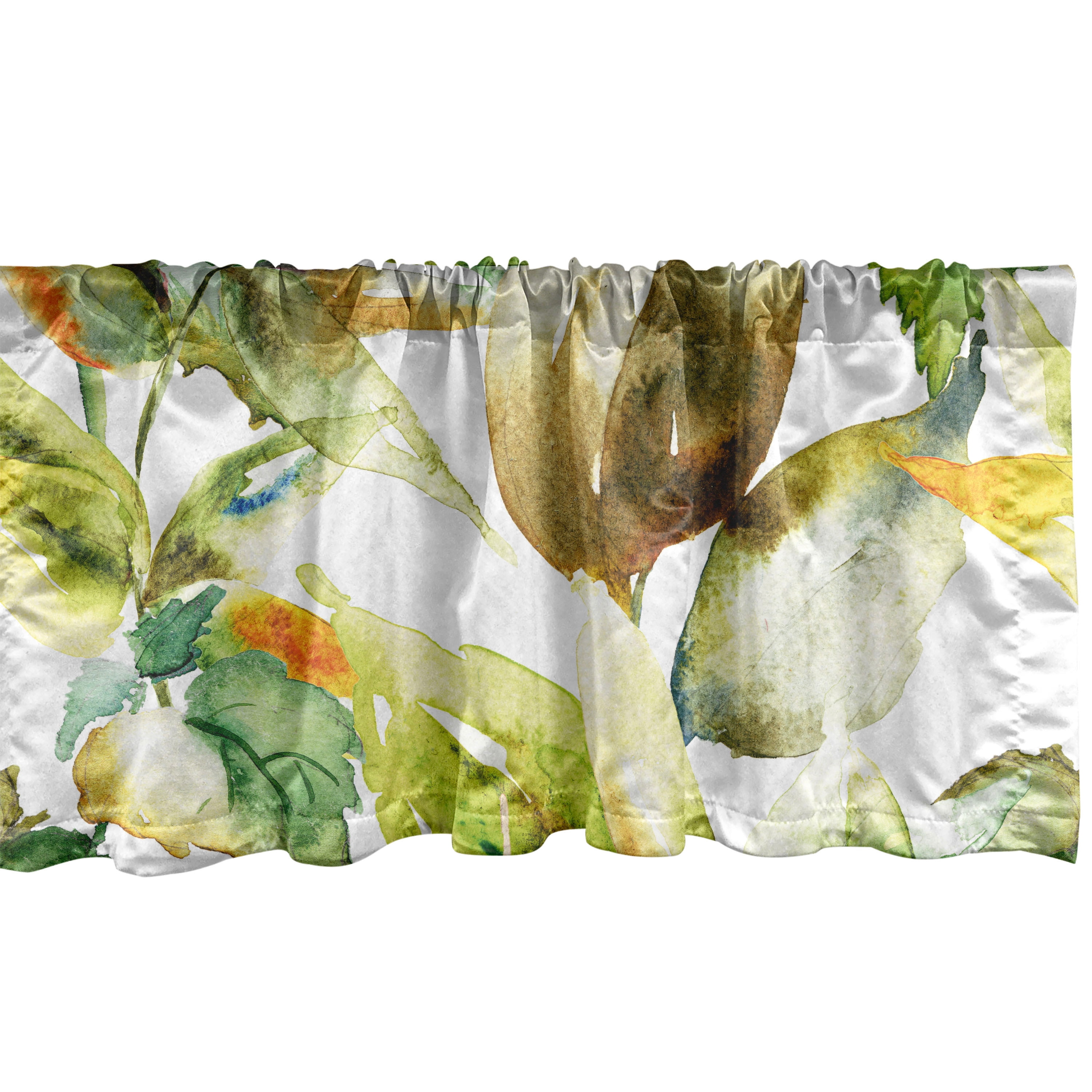 Leaves Greenery Window Valance, Nature Watercolor Painting Effect ...