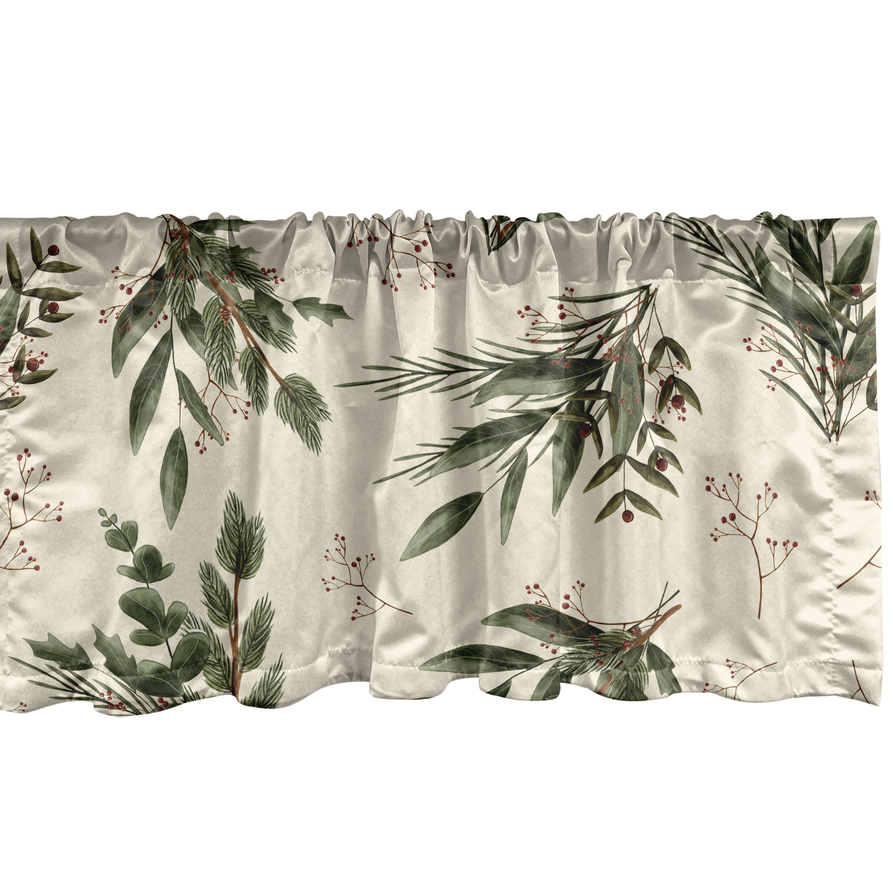 Leaves Greenery Window Valance, Realistic Look Leaf Pattern With ...