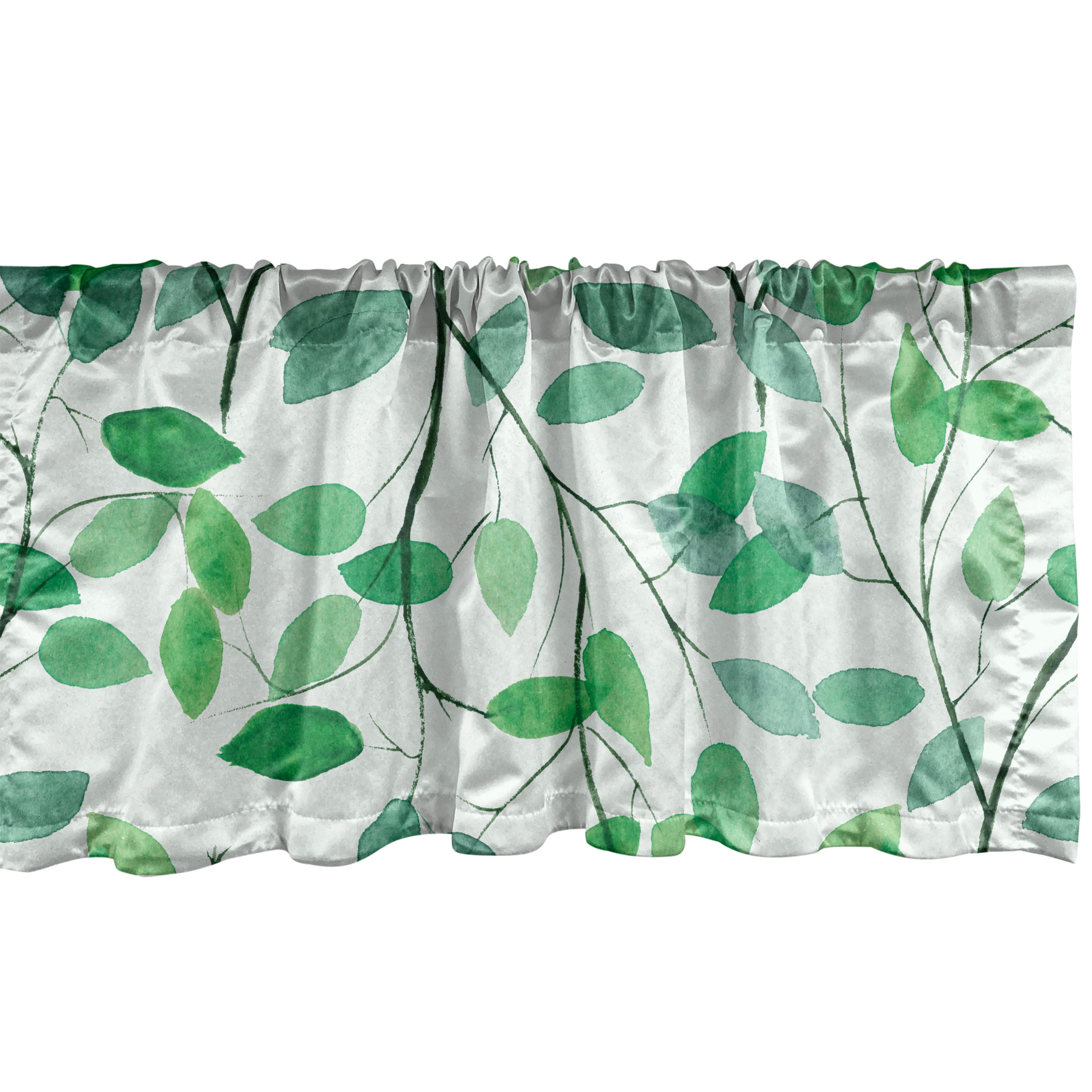 Leaves Greenery Window Valance, Simple Design Modern Nature Watercolor ...