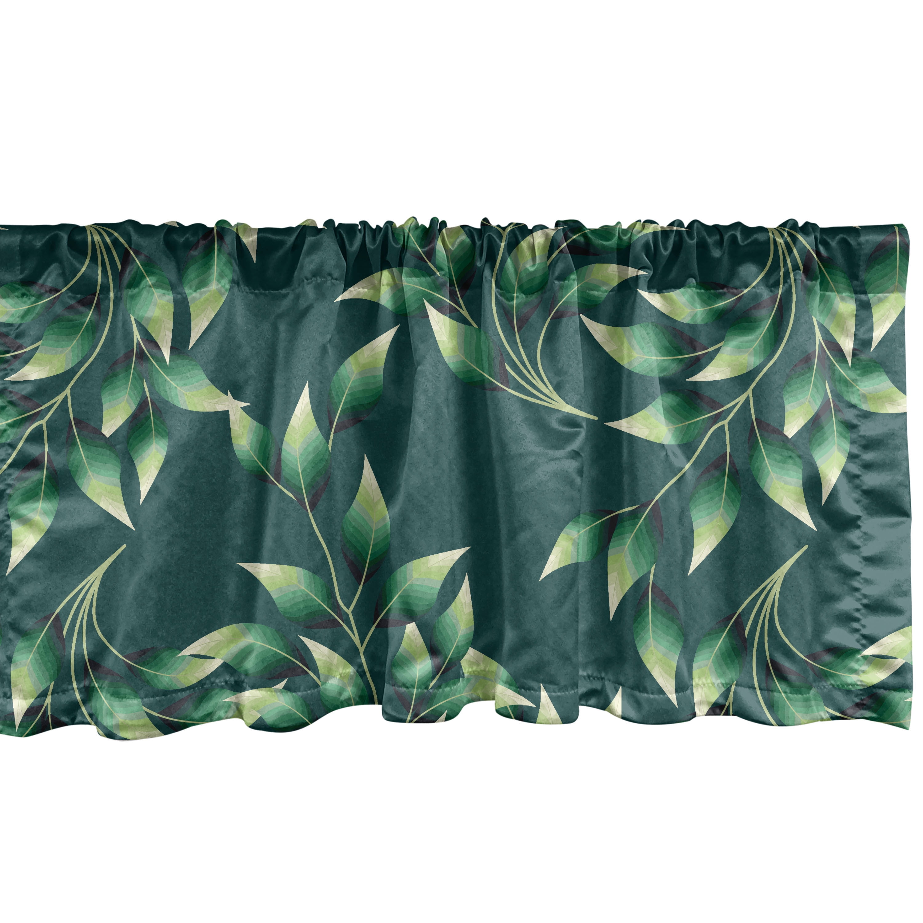 Leaves Greenery Window Valance, Simple Design Tropical Jungle Boho ...