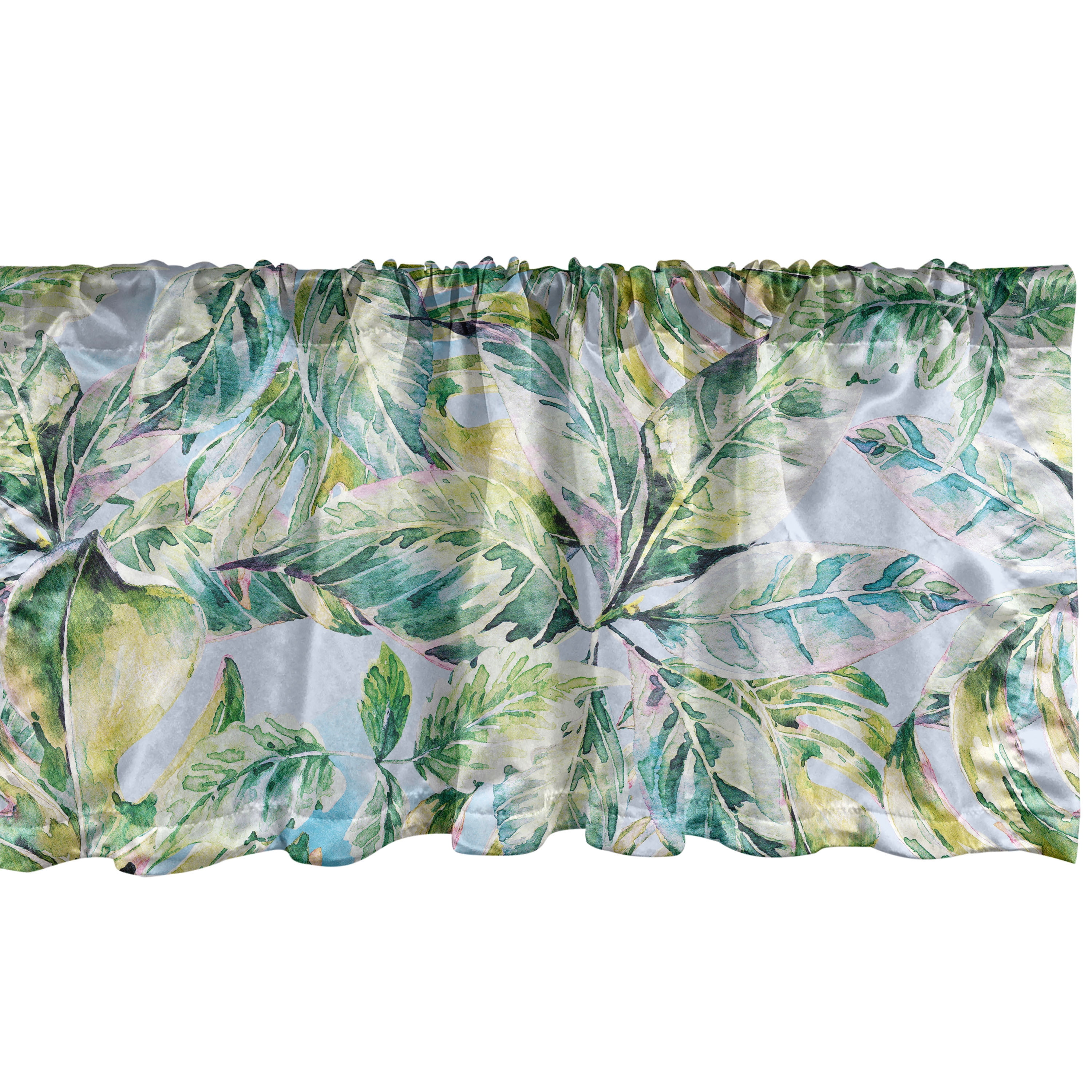 Leaves Greenery Window Valance, Tropical Inspiration Dreamy Leafy ...