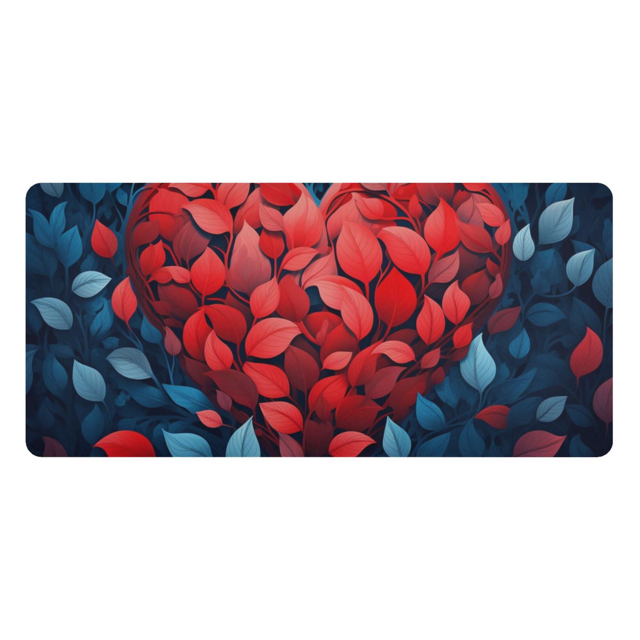 Leaves Heart Desk Mats Large Mouse Pad Long Keyboard Computer Rubber ...