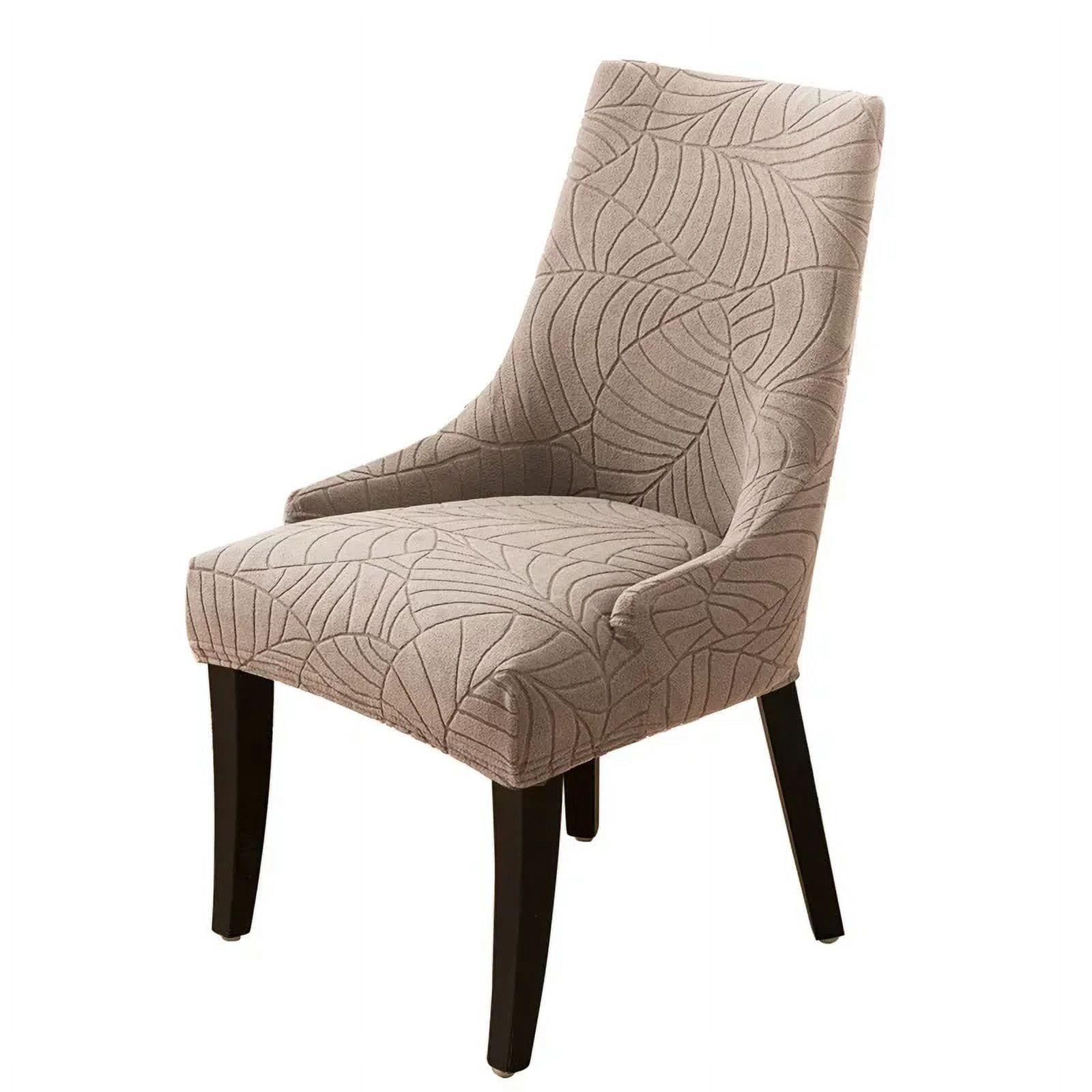 Leaves Jacquard Sloping Chair Cover High Back Armchair Covers Elastic ...