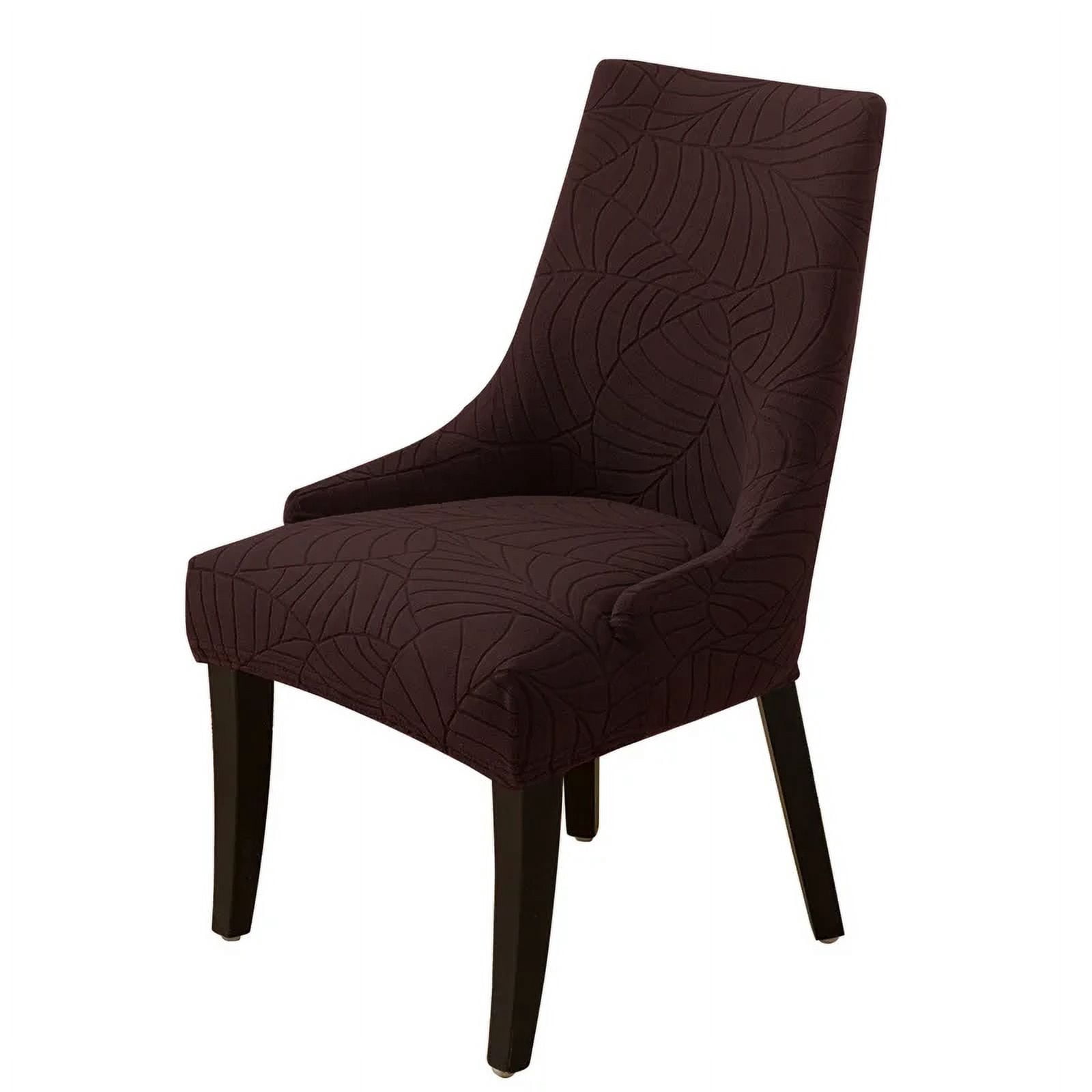 Leaves Jacquard Sloping Chair Cover High Back Armchair Covers Elastic ...