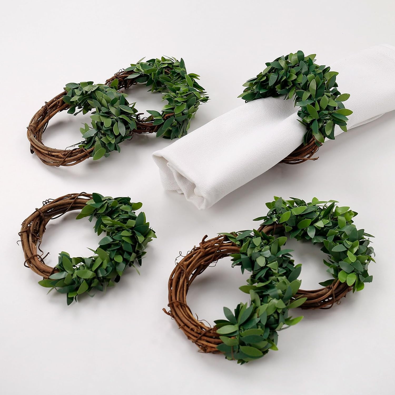 Leaves Napkin Rings Set of 6, Spring Wreath Farmhouse Napkin Rings ...
