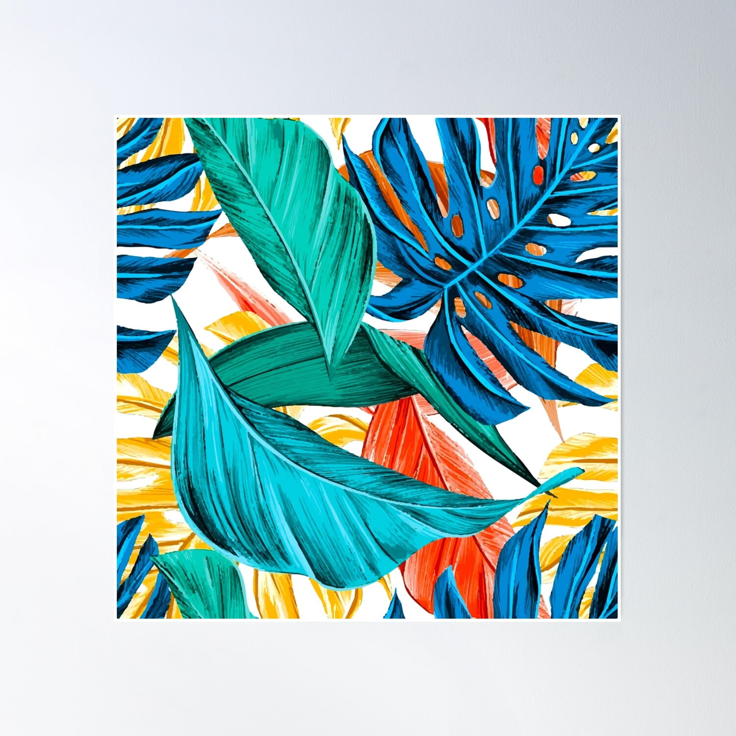 Leaves Nature Tropical Poster Wall Art, Modern Wall Decor, 30x30 ...