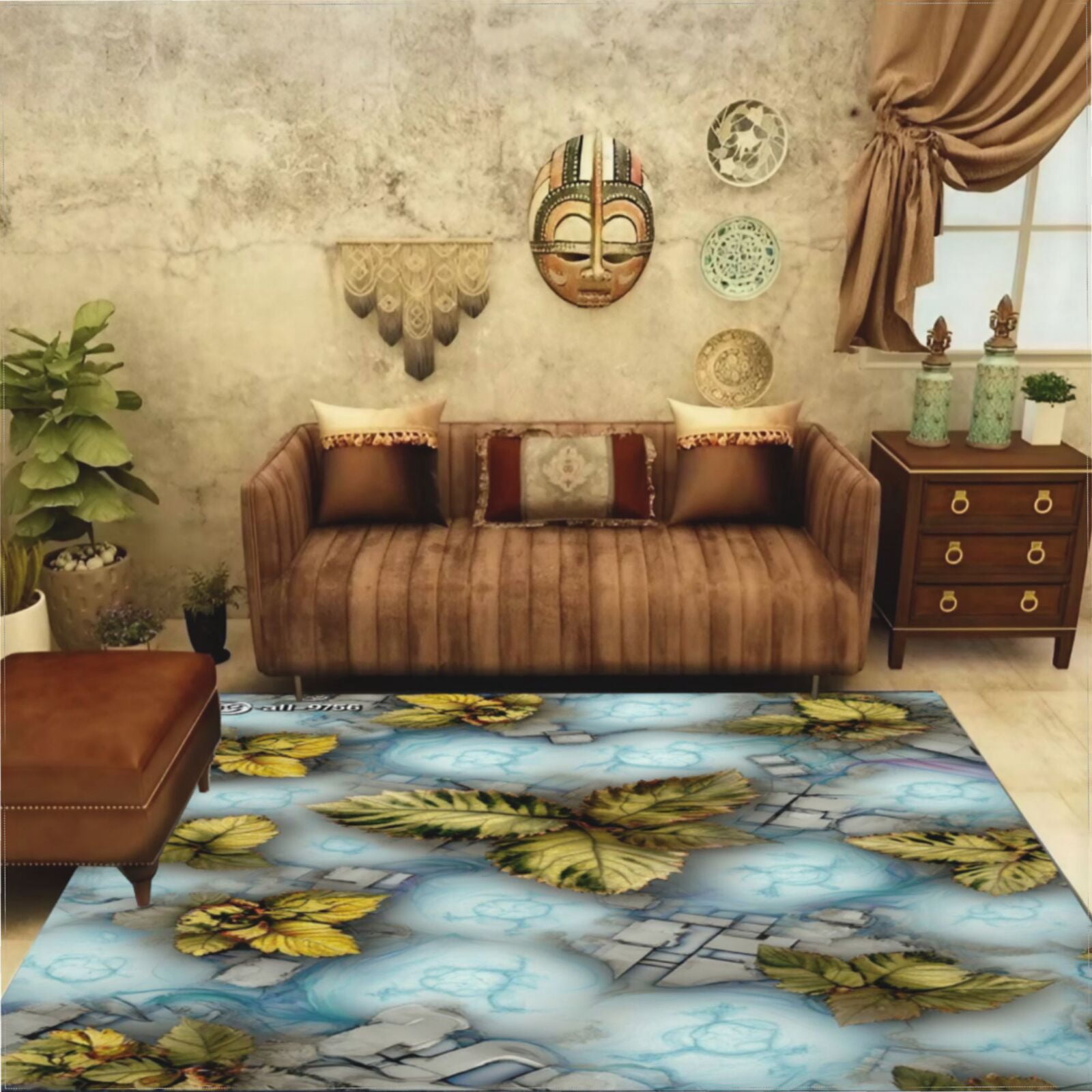 Leaves Pattern Abstract Art Living Room ration Nordic Carpets Large ...