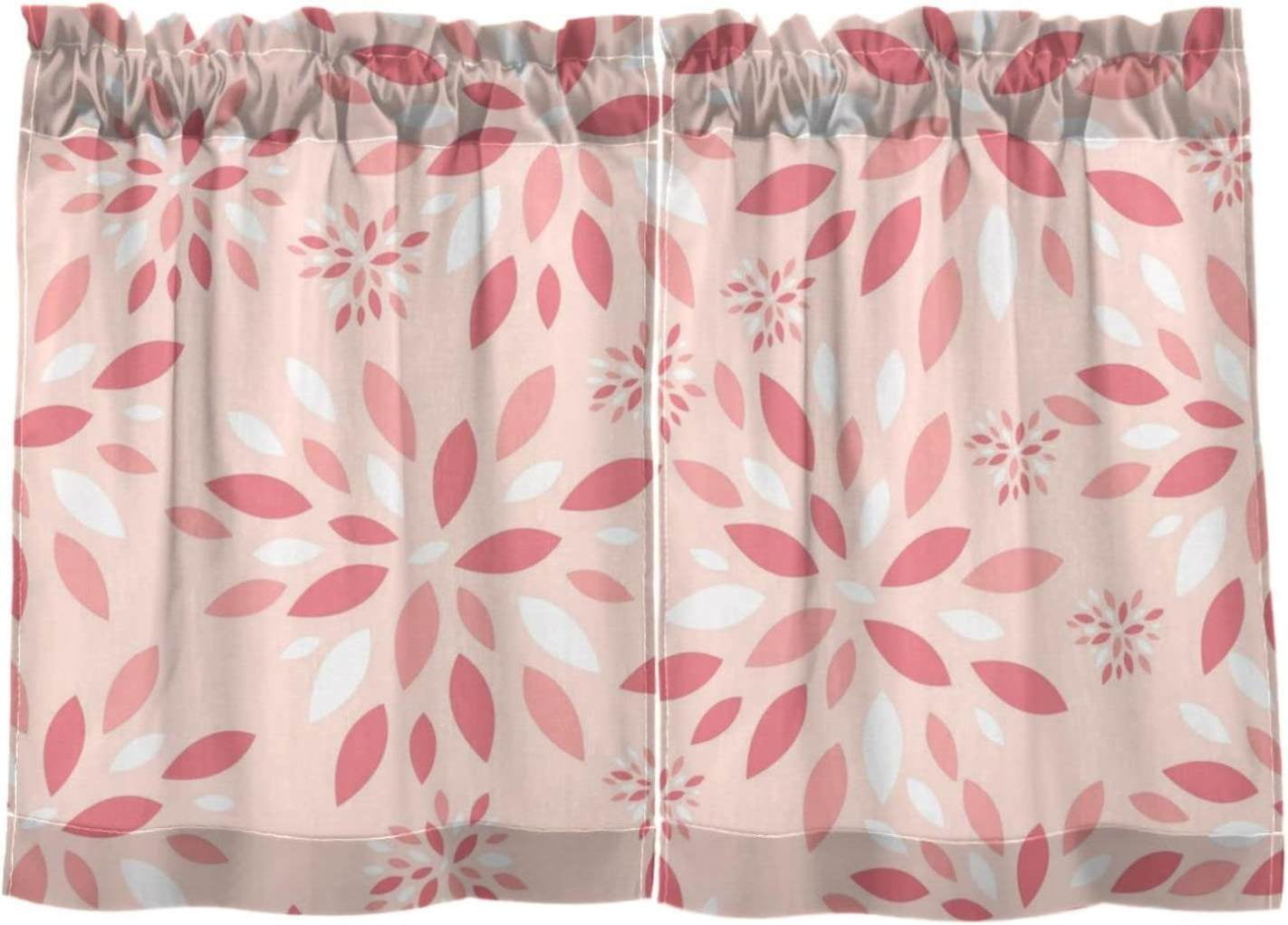 Leaves Pattern Kitchen Curtains 2 Panels UV Protected Tier Curtains ...