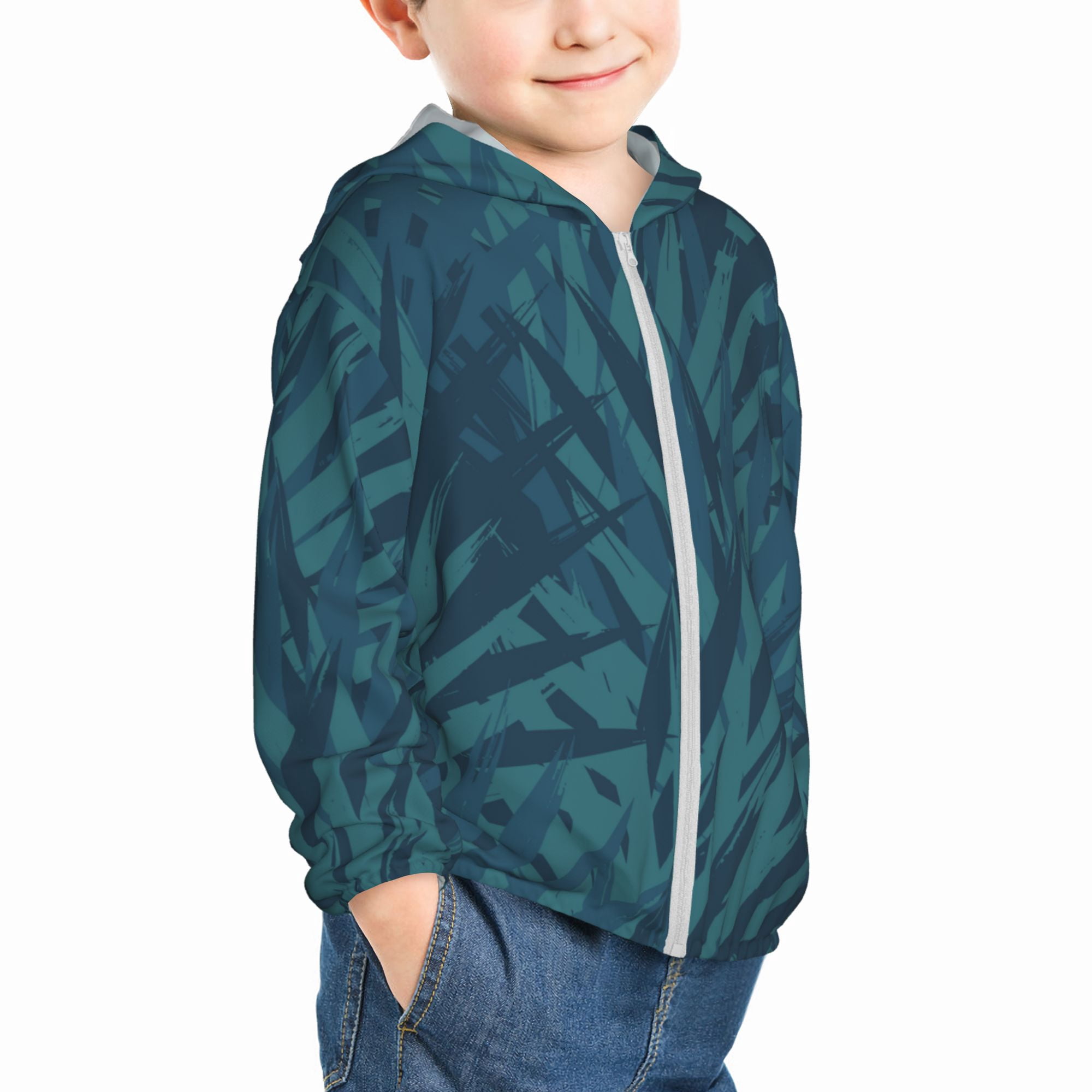 Leaves Patterns Kids Zip-Up Hoodie Girls Boys Sun Protection Jacket ...