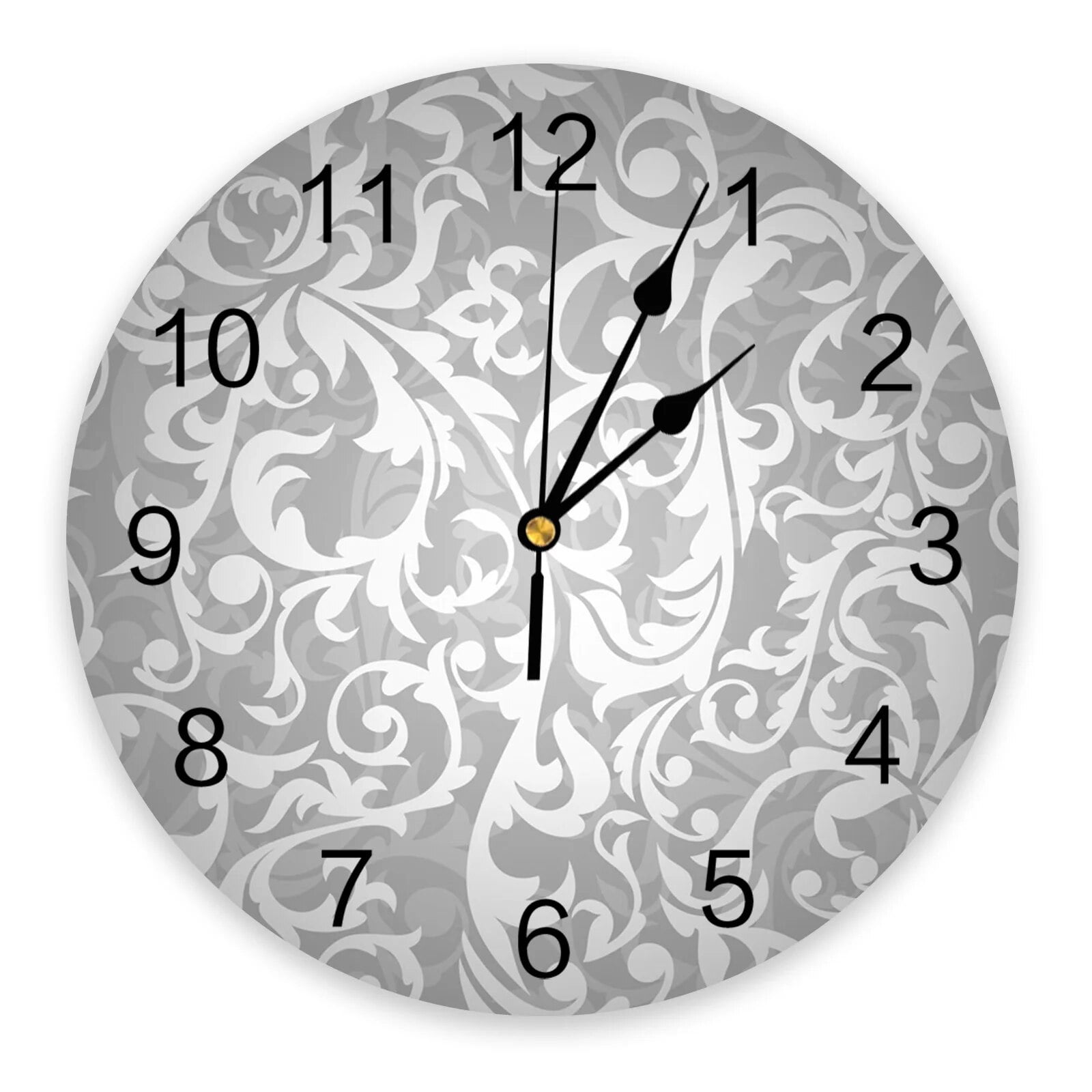 Leaves Plant Grey Jungle PVC Wall Clock Modern Design Living Room ...