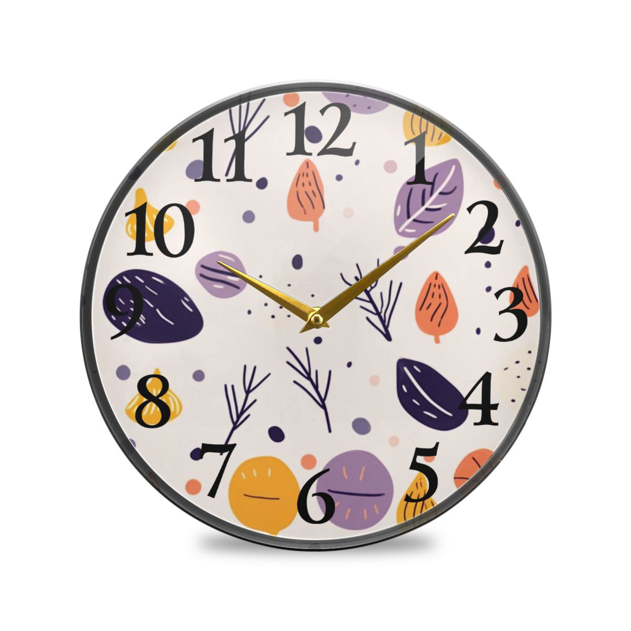 Leaves Plant Wall Clocks Battery Operated 11.9 Inch Round Clock Acrylic ...