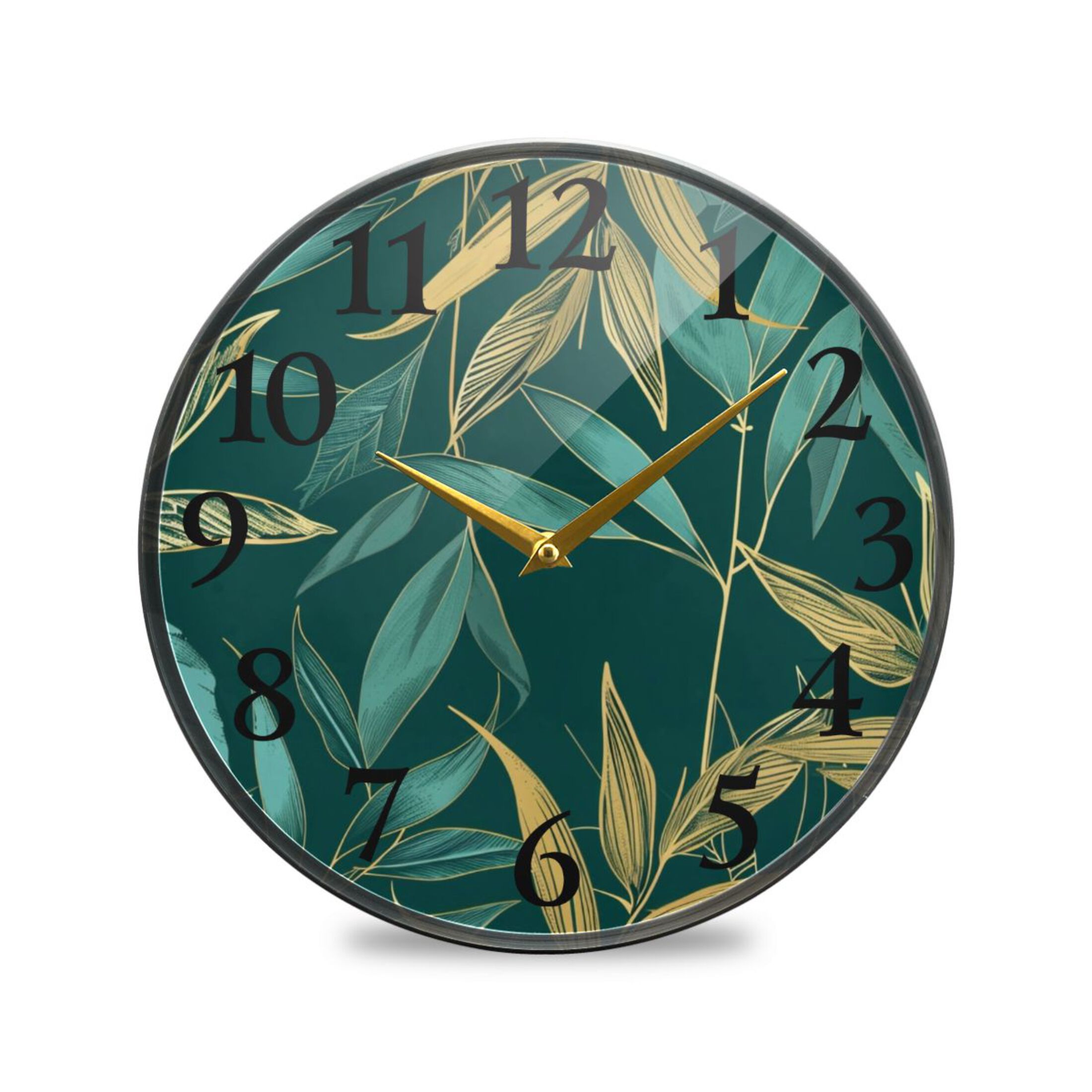 Leaves Plant Wall Clocks Battery Operated 9.5 Inch Round Clock Acrylic ...