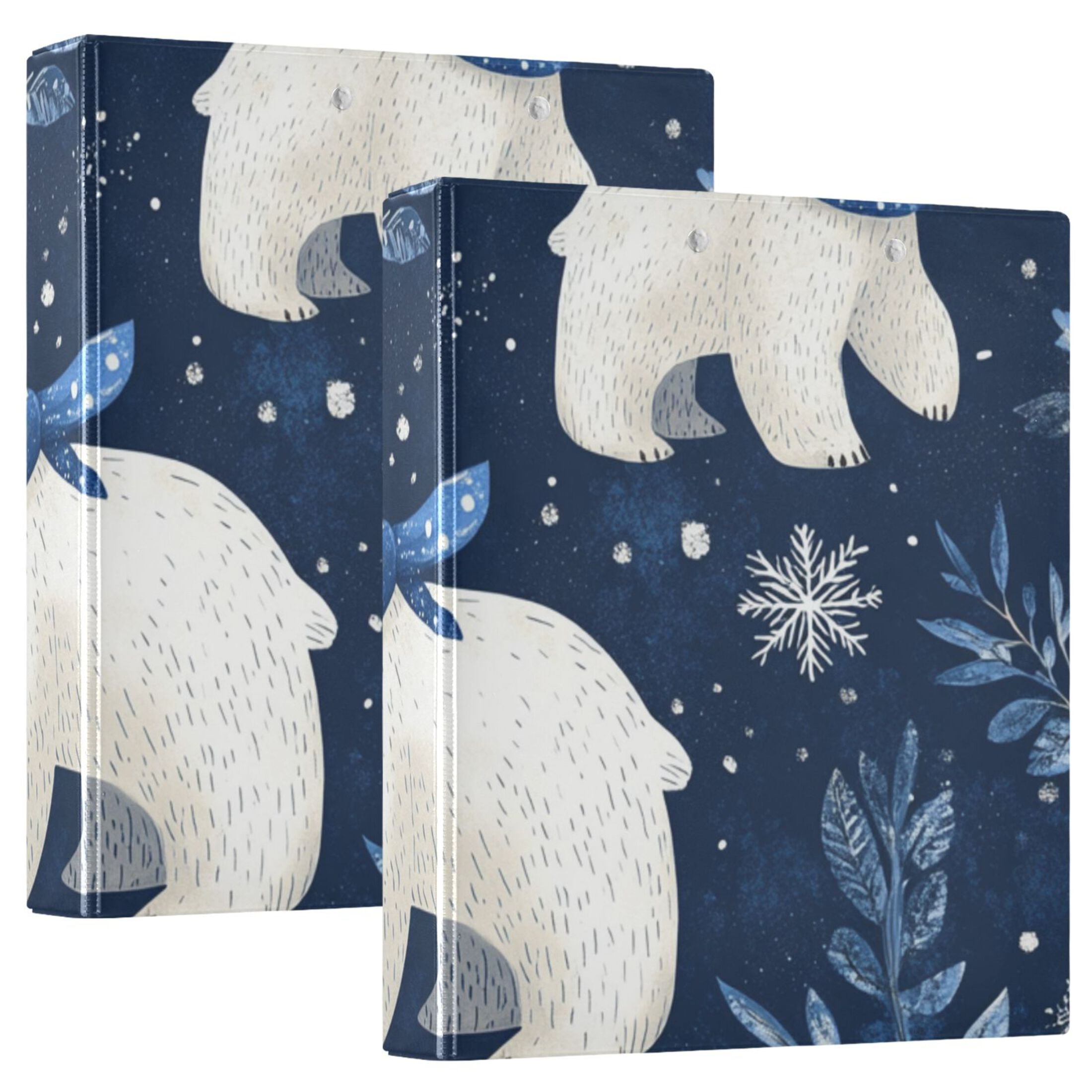 Leaves Polar Bears 3 Ring Binders 1.5 inch Hardcover File Folders with ...
