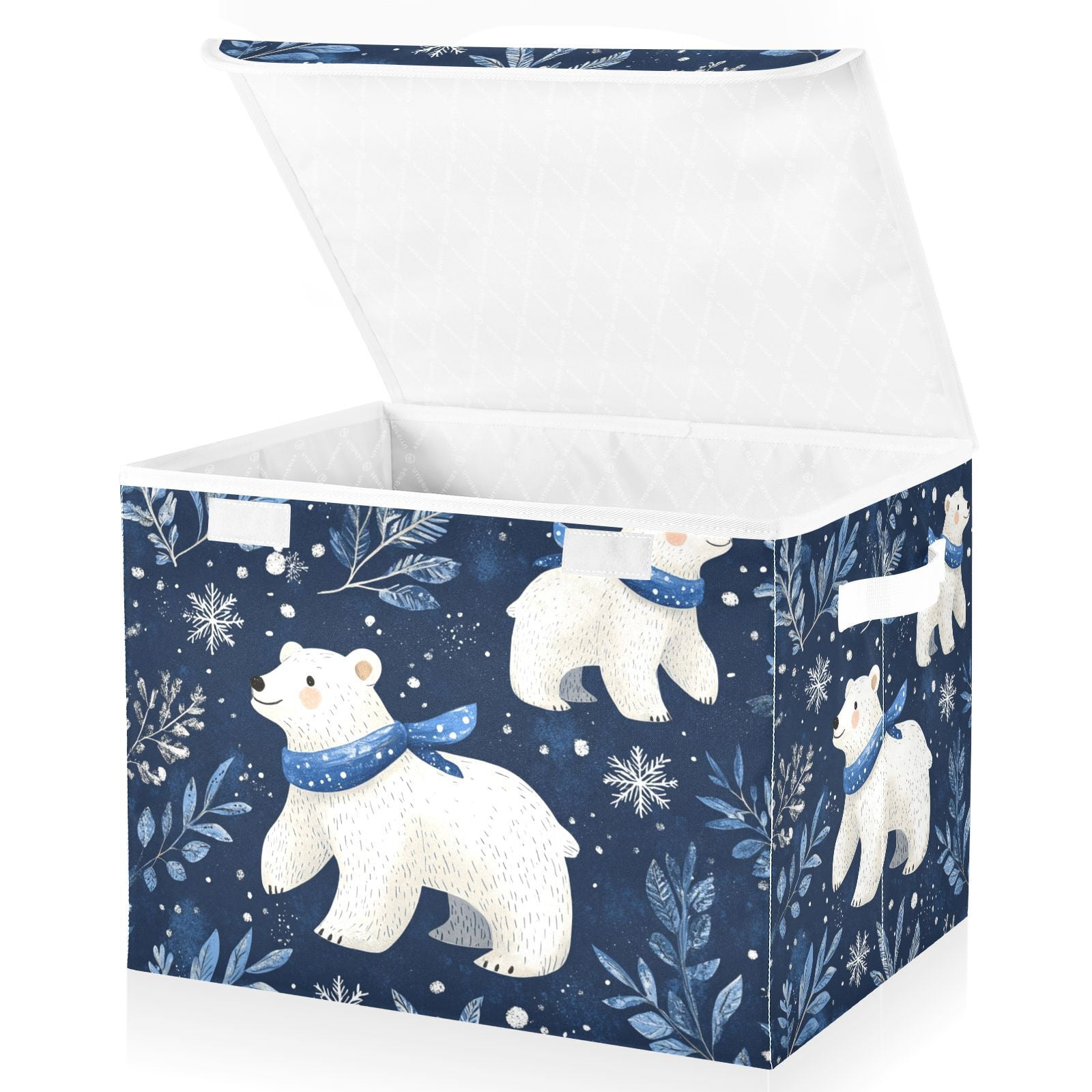 Leaves Polar Bears Storage Basket for Shelves Foldable Container ...