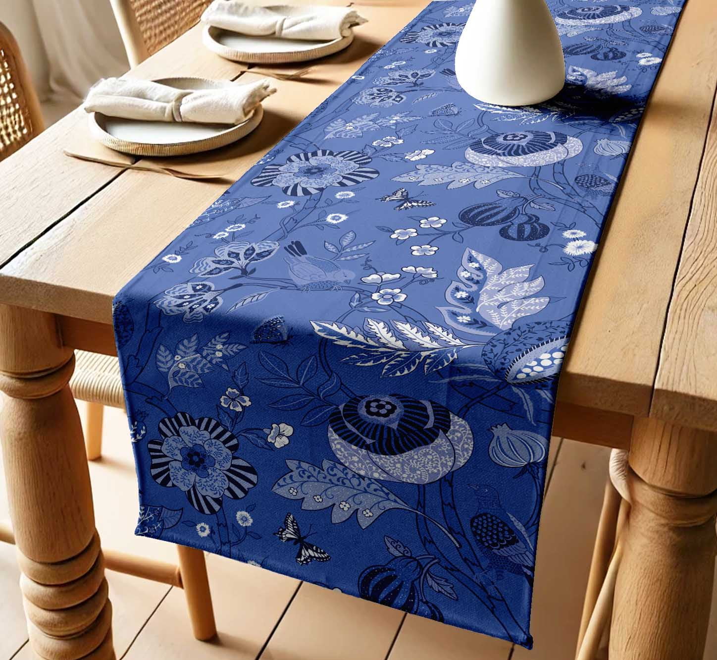 Leaves Print Cotton Table Runner by Vargottam 14 Inch Wide Premium ...