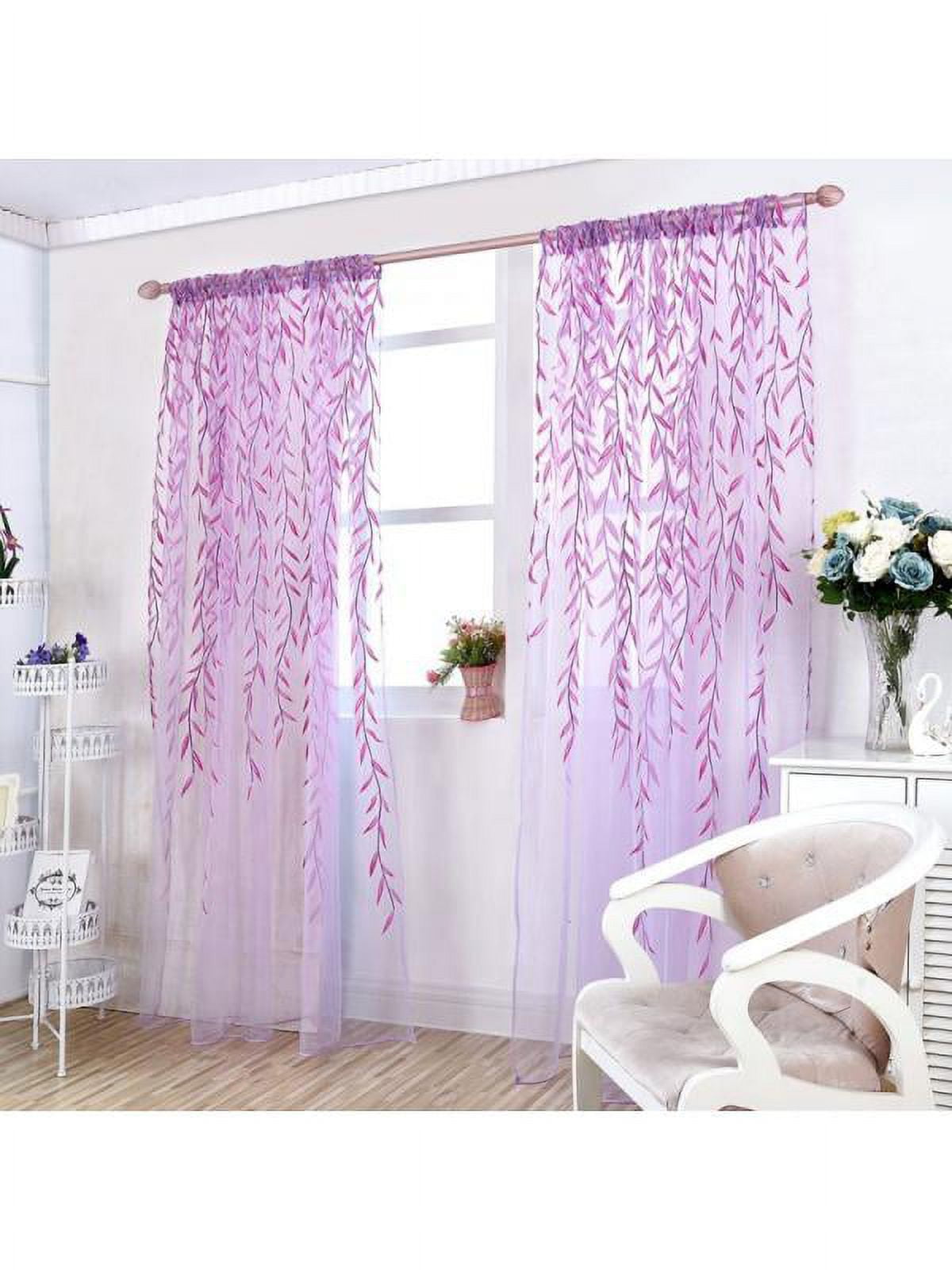 Leaves Print Design Sheer Curtain Pattern Voile Panel Drape Room Window ...