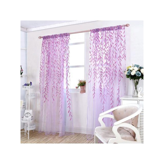 Leaves Print Design Sheer Curtain Pattern Voile Panel Drape Room Window ...