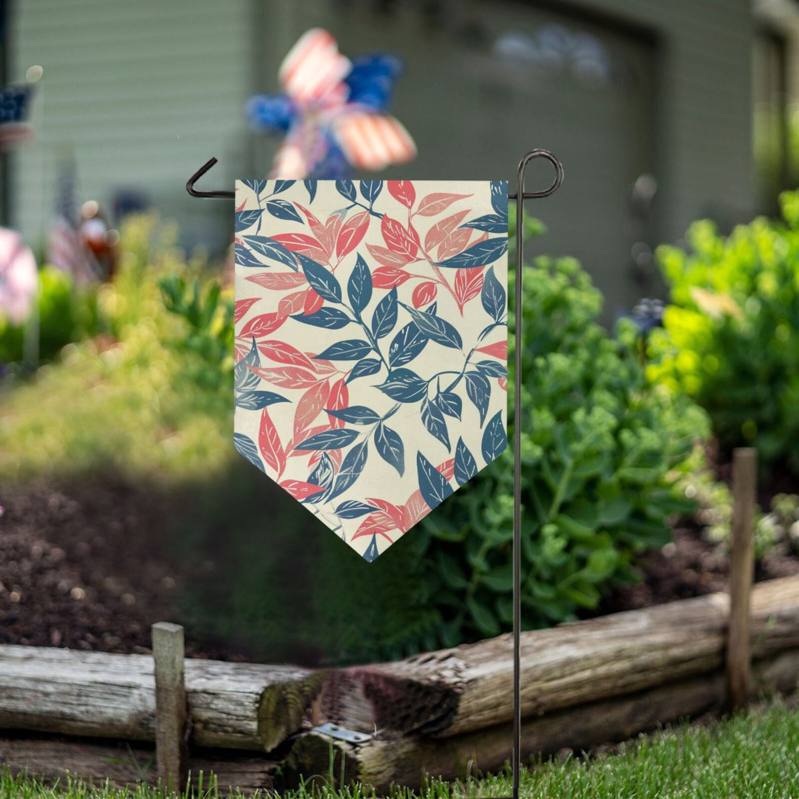 Leaves Red Blue Garden Flag 18" x 12.5" Double Sided Yard Lawn Outdoor ...