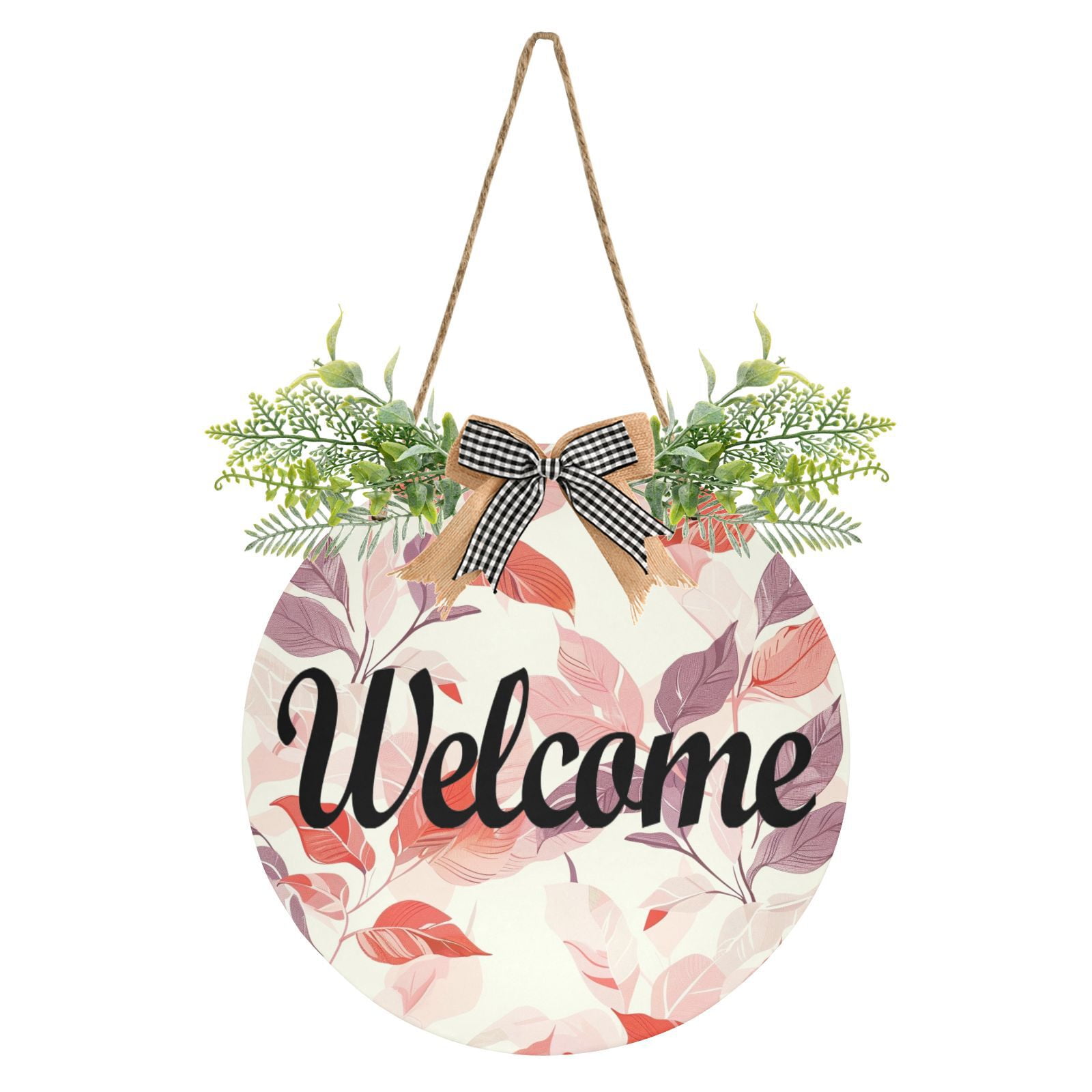 Leaves Red Welcome Sign for Front Door Wreath Door Sign for Farmhouse ...