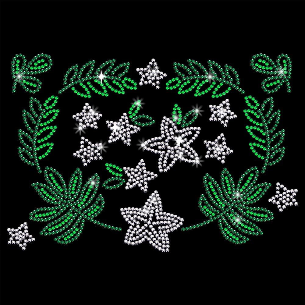 Leaves Rhinestone Iron on Transfer 11.7x8.3inch Stars Heat Transfer ...