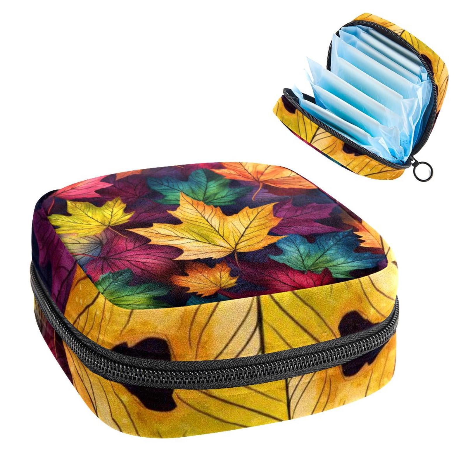 Leaves Sanitary Napkin Bag Pouch with Zipper, Period Purse Large Pouch ...