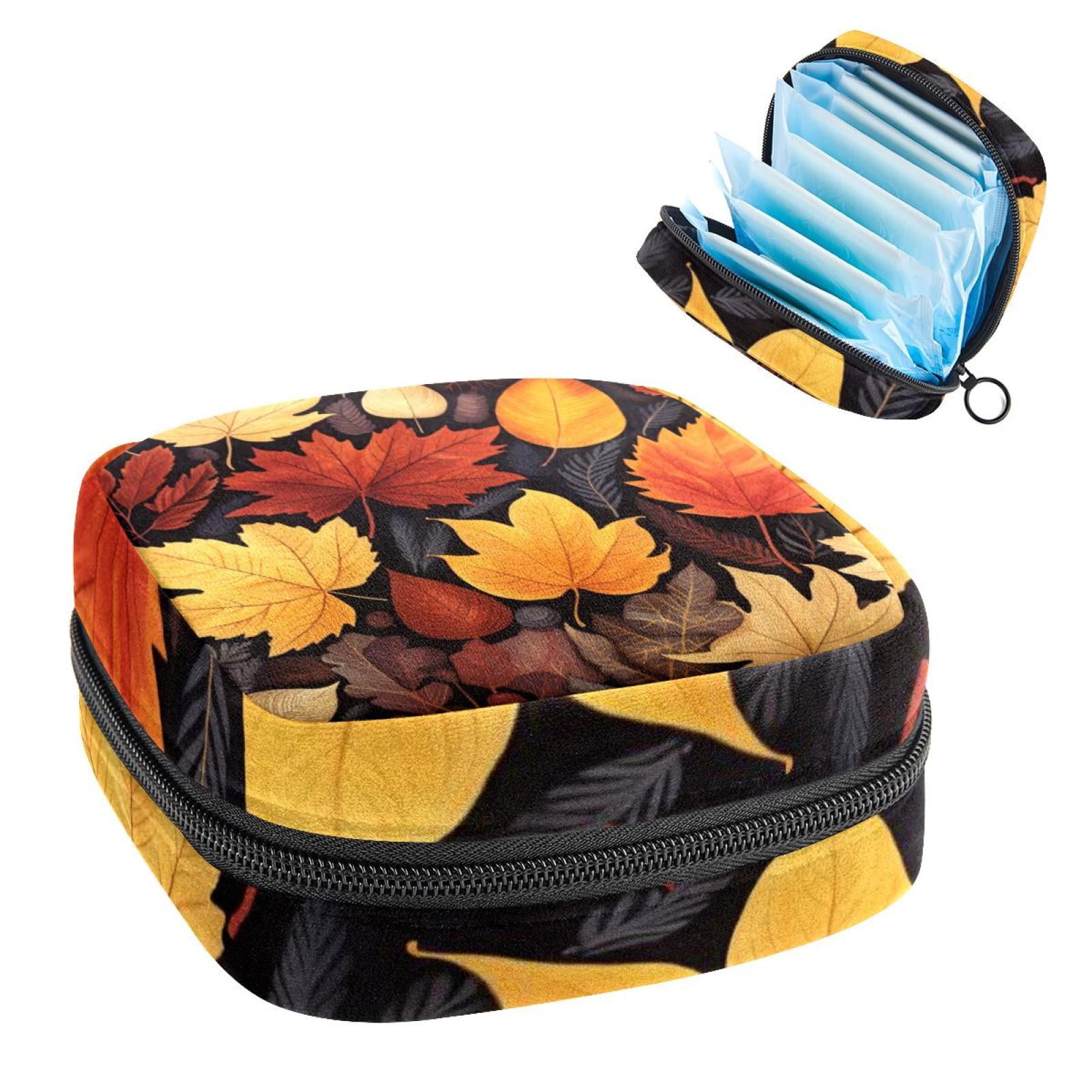 Leaves Sanitary Napkin Purse Storage Bag Zipper Pouch School Supplies ...