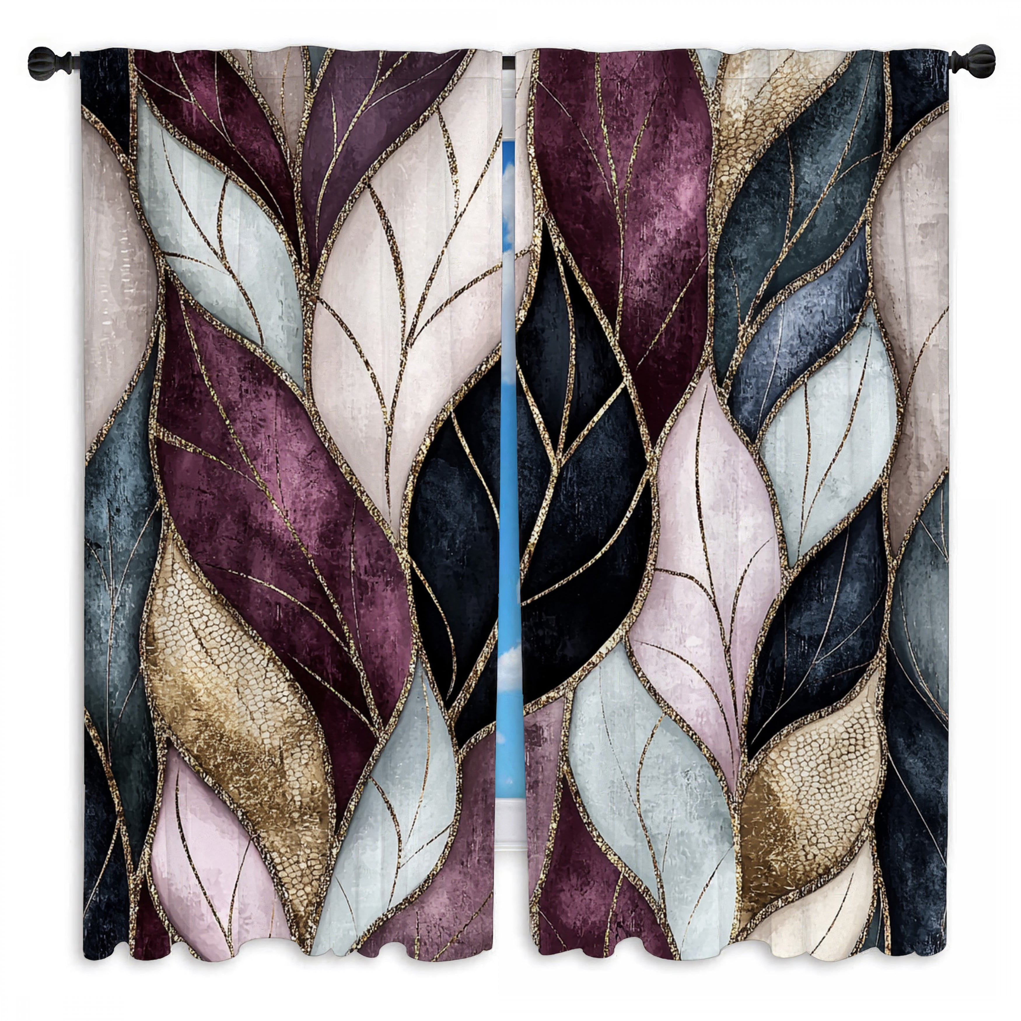 Leaves Sheer Window Curtains - 2 Panels - Walmart.com