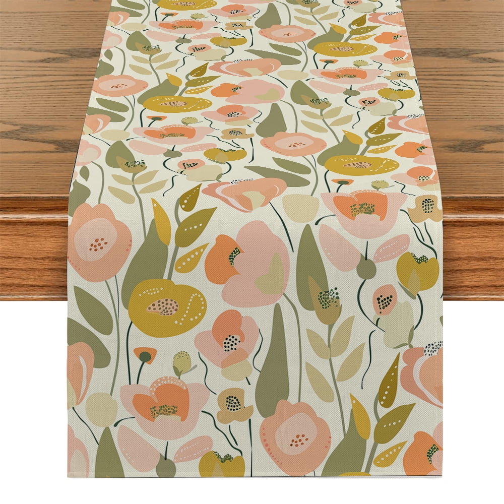 Leaves Shivering Table Runners Kitchen Table ration Washable Dining ...