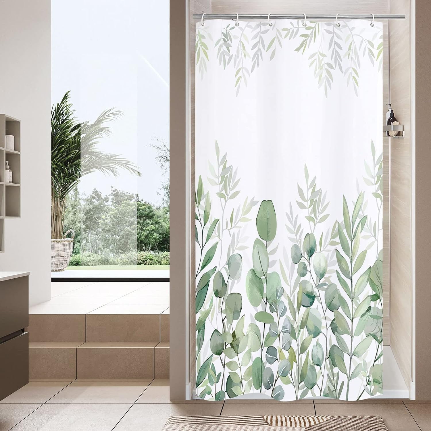 Leaves Small Stall Shower Curtain 36 x 72, Plant Leaves Narrow Half ...