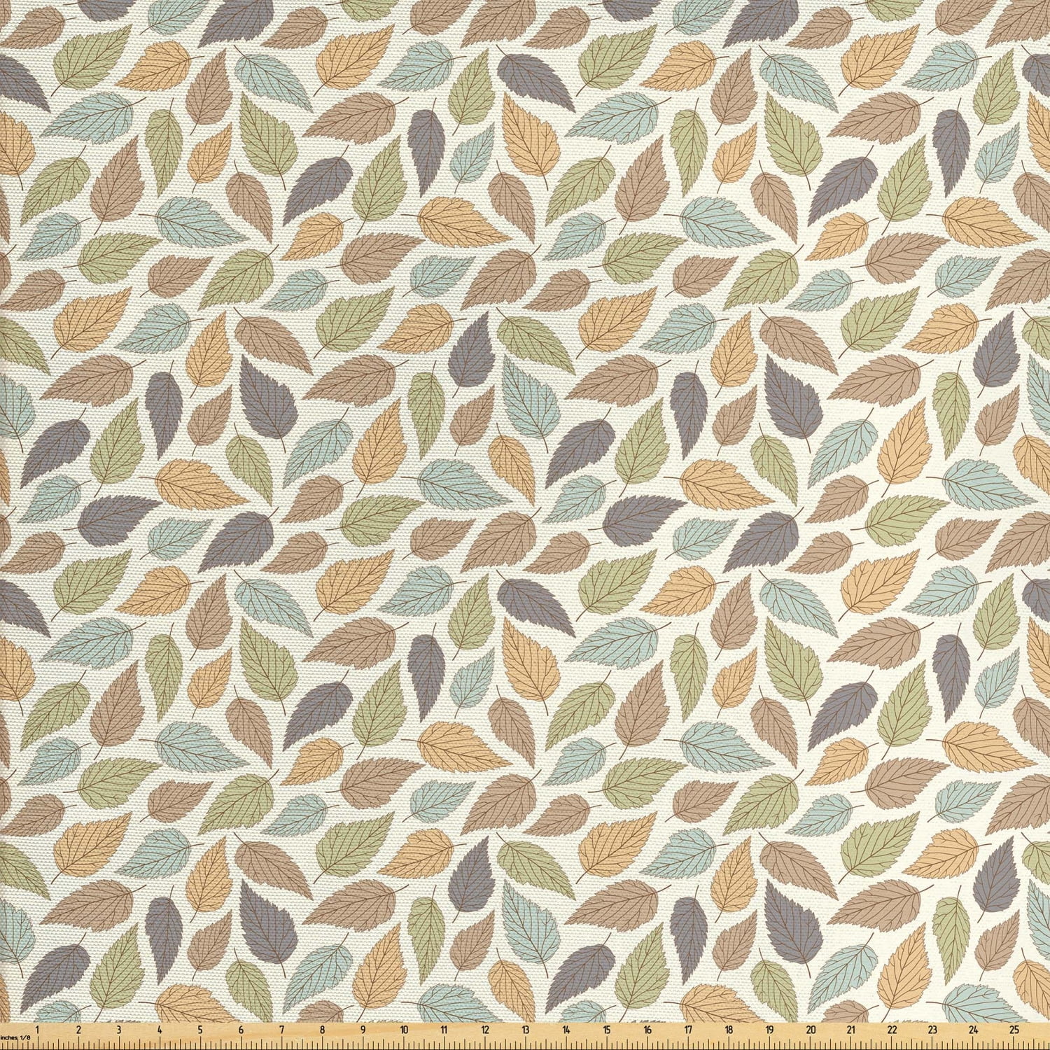 Leaves Sofa Upholstery Fabric by the Yard, Autumn Theme Pastel Colors ...