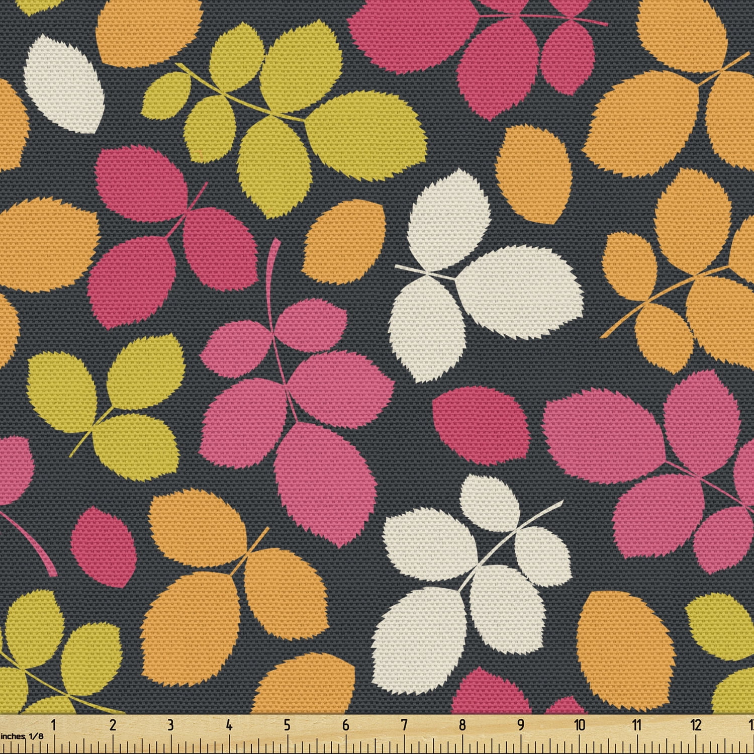 Leaves Sofa Upholstery Fabric by the Yard, Colorful Silhouette Form ...