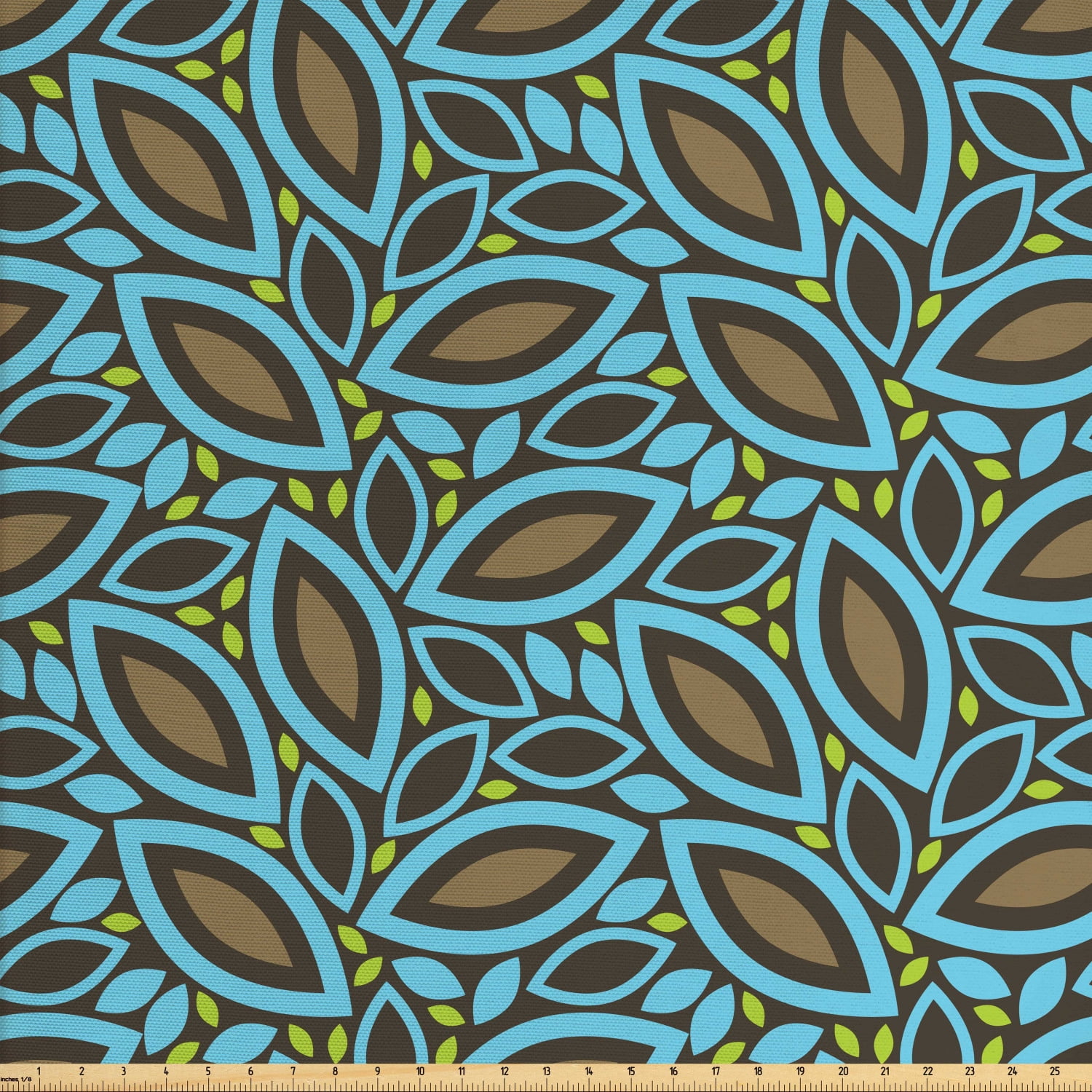 Ambesonne Leaves Fabric by the Yard Upholstery, Retro Foliage Pattern ...
