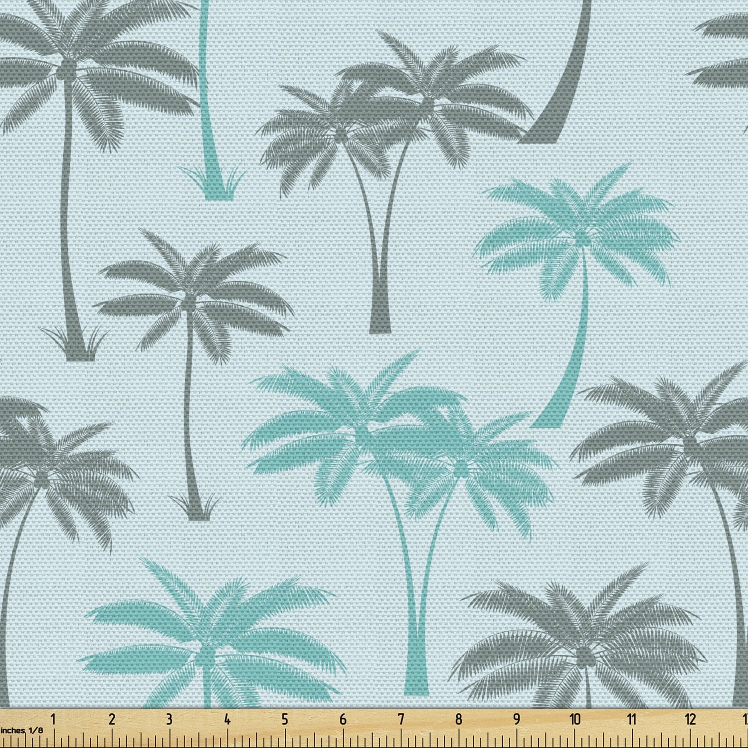 Ambesonne Leaves Fabric by the Yard Upholstery, Exotic Palm Trees Motif ...