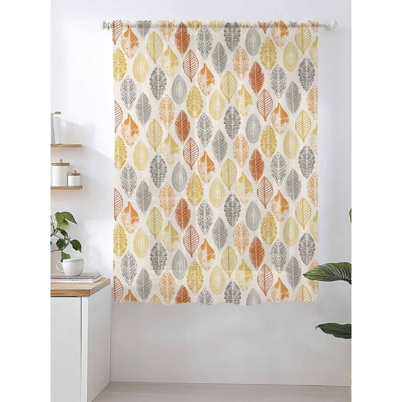 Leaves Specimens Sheer Curtains 72 Inch Long 1 Panel Grey Yellow Orange ...