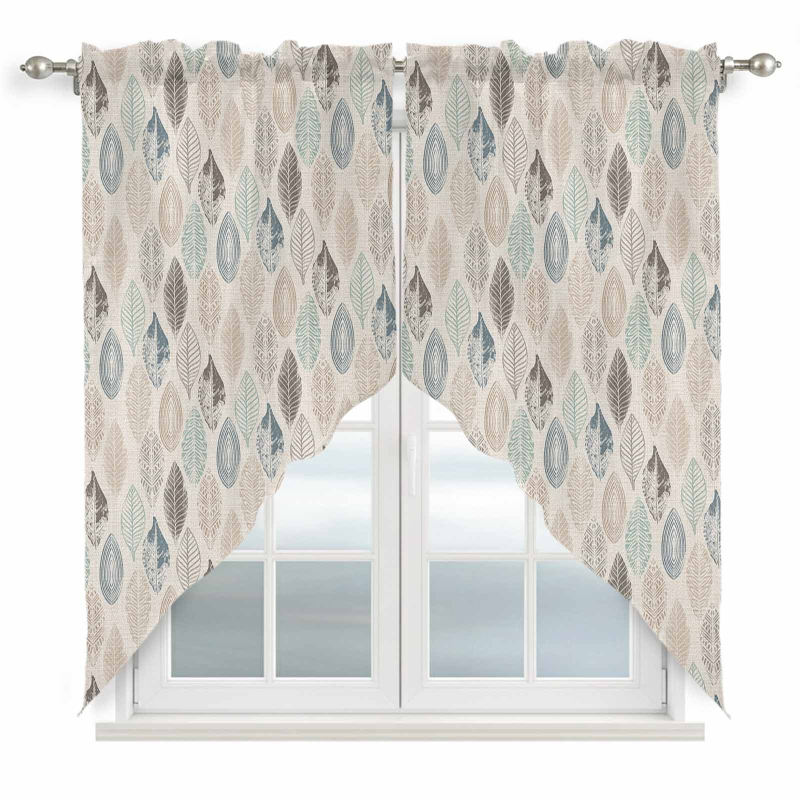 Leaves Specimens Swag Valances for Windows 36 inches Long, Blue Khaki ...