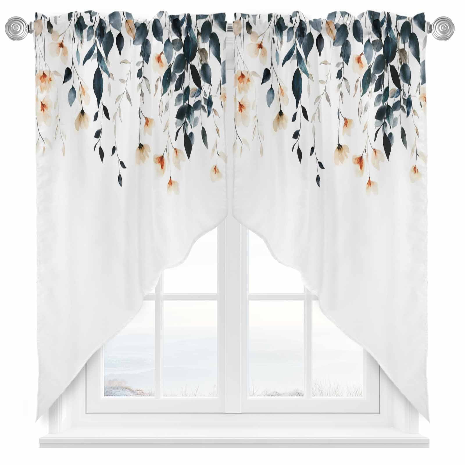 Leaves Swag Curtains Fall Flower Autumn Plant Pastoral Kitchen Swag ...