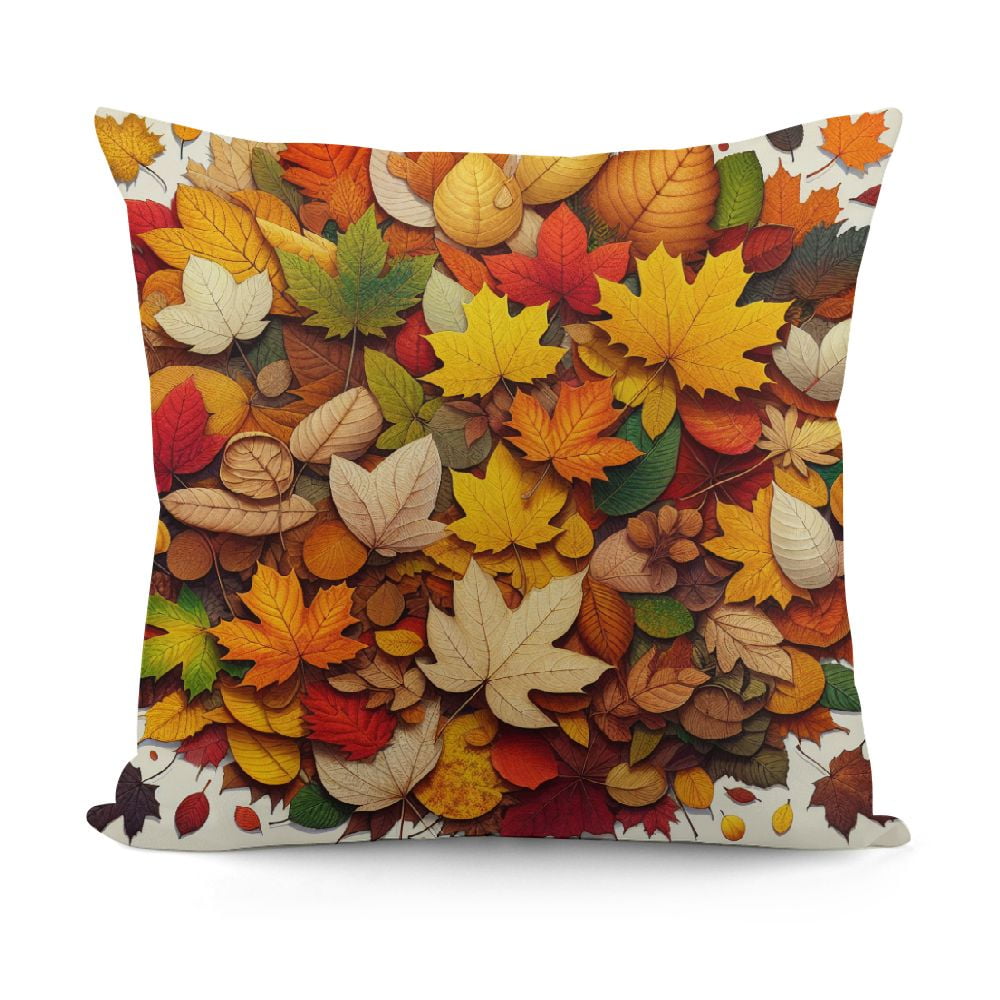 Leaves Throw Pillow Covers Leaf Pumpkin Decorative Farmhouse Pillows ...