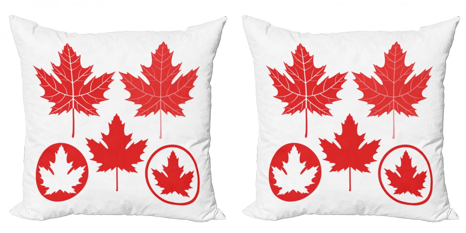 Leaves Throw Pillow Cushion Cover Pack of 2, Monochrome Canadian Flag ...