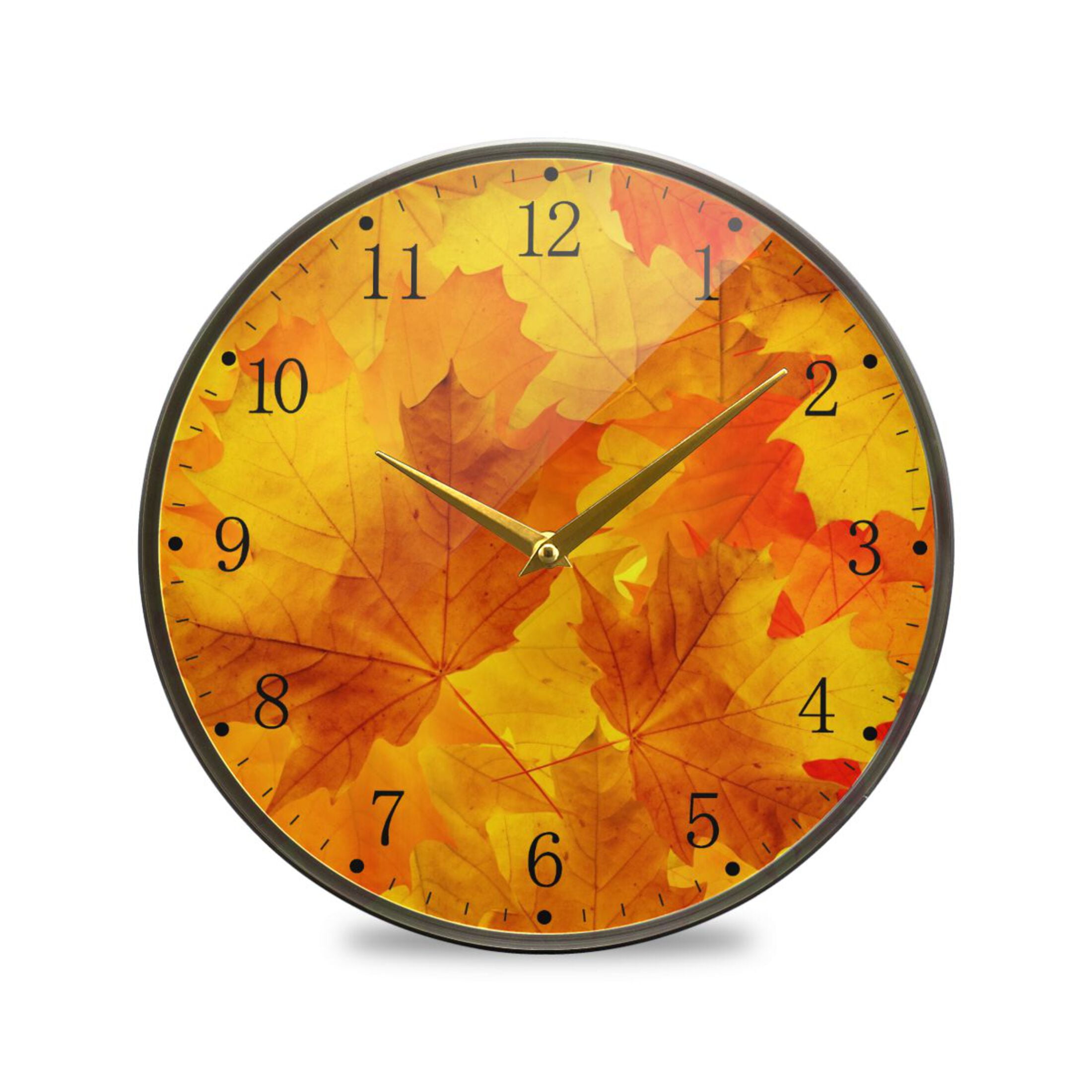 Leaves Tree Acrylic Wall Clocks Quiet Round Clock Battery Operated Non ...