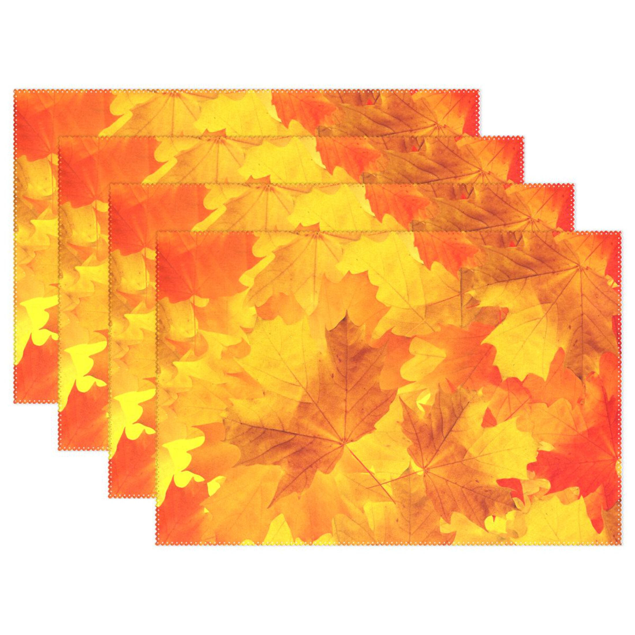 Leaves Tree Placemats Set of 4 Dining Table Mat Linen Rectangular 12 ...