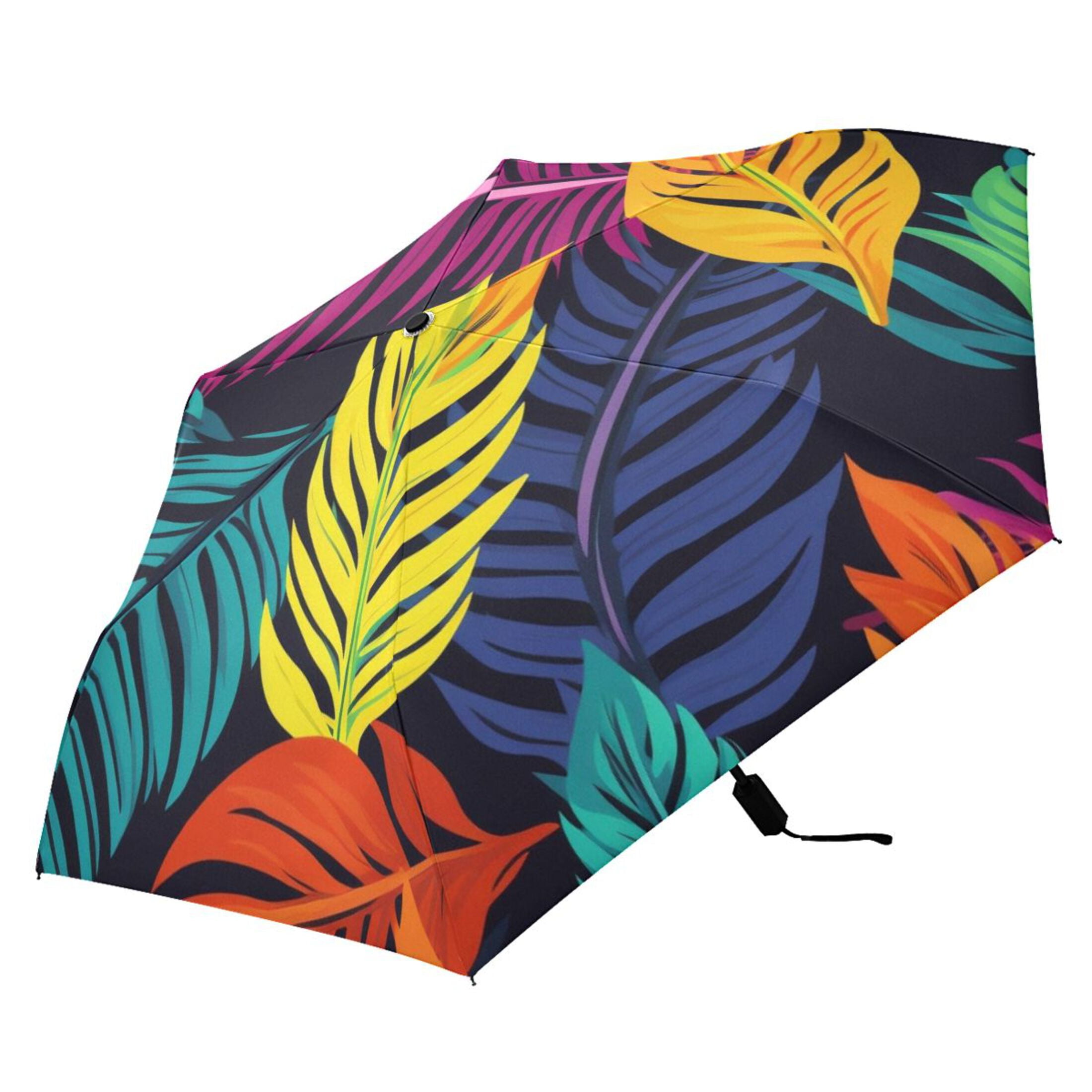 Leaves Tropical Compact Folding Umbrella for Rain Windproof Travel ...