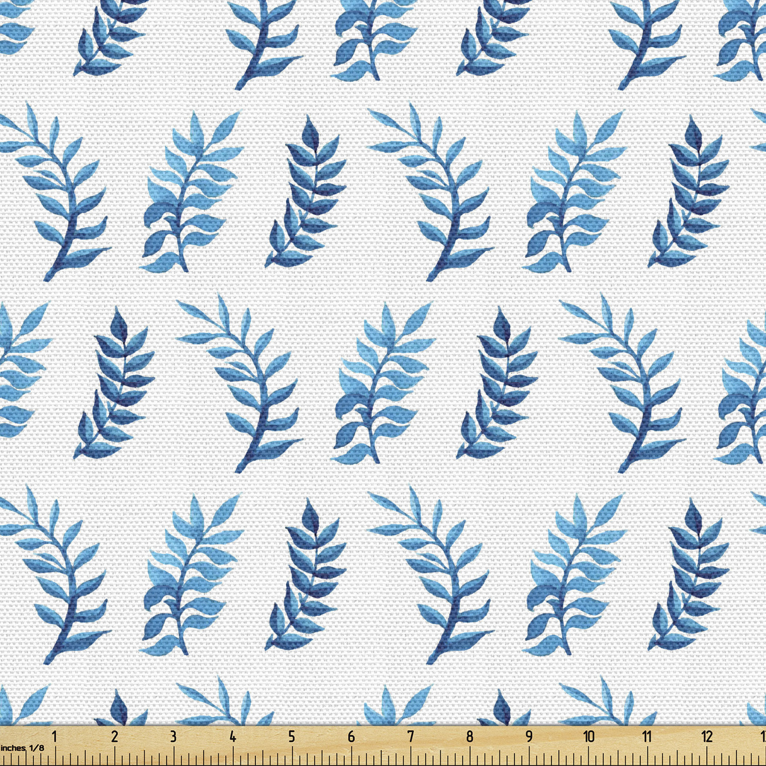 Leaves Upholstery Fabric by the Yard, Foliage in Monochrome Watercolor ...