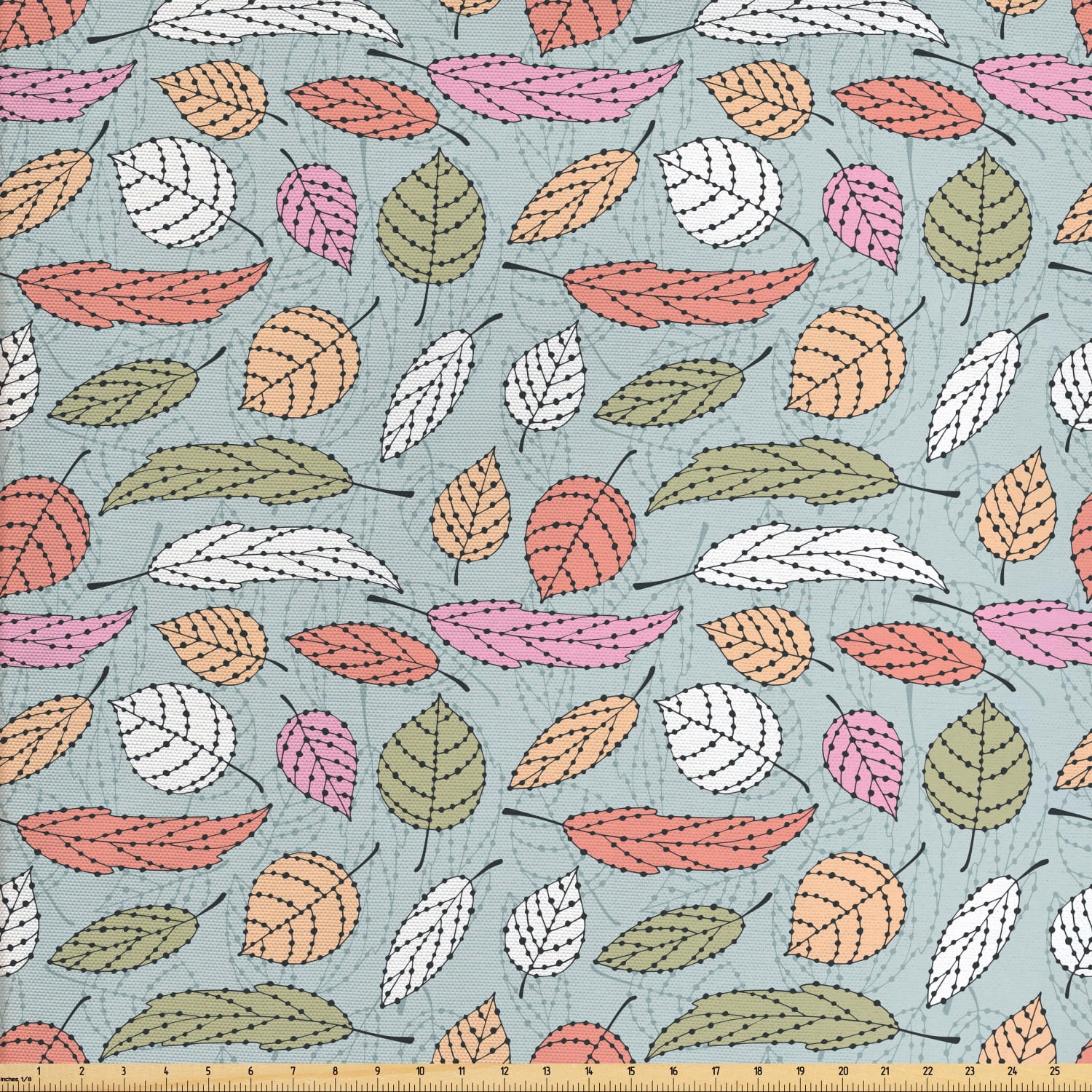 Ambesonne Leaves Fabric by the Yard Upholstery, Pastel Colored Fall ...