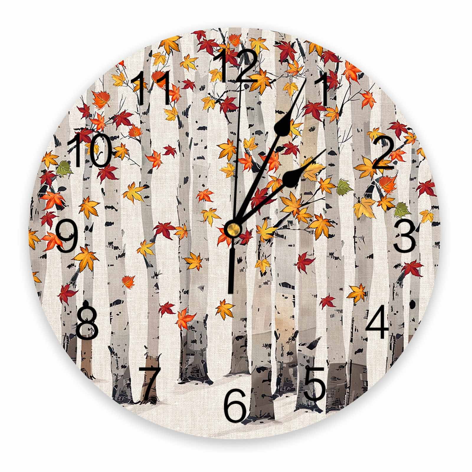 Leaves Watercolor Hand Painted PVC Wall Clock Bedroom ration Wall Clock ...